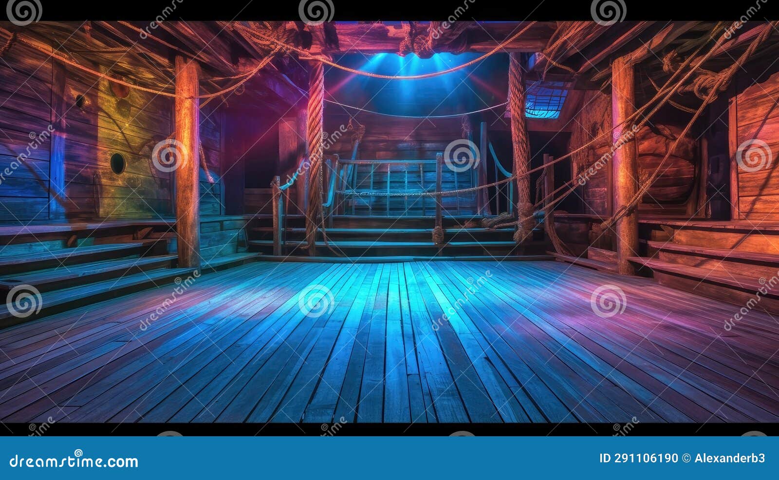 Pirate Ship Deck Empty Background for Theater Stage Scene Stock ...