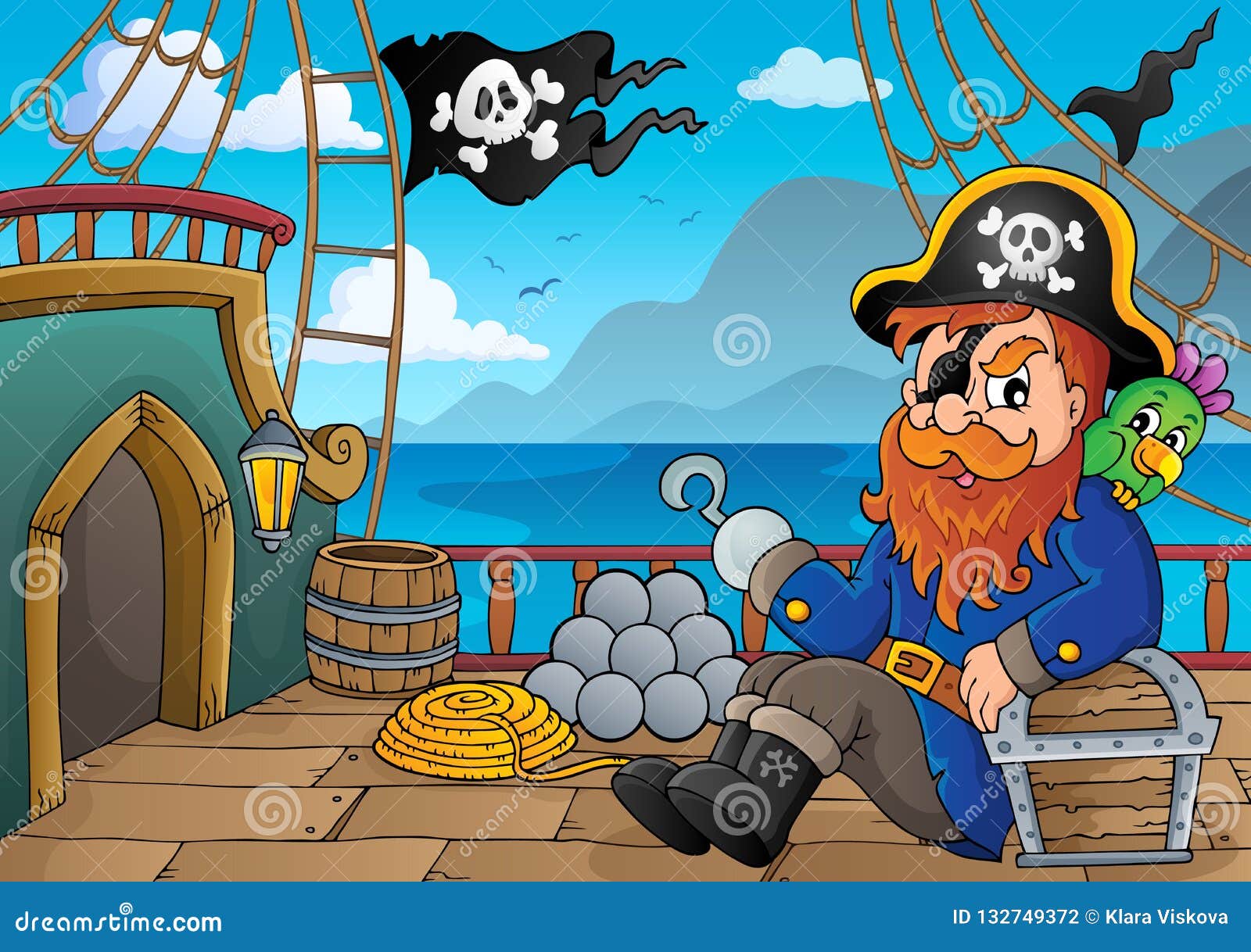 Pirate Ship Deck Thematics 1 Stock Vector - Illustration of draw ...