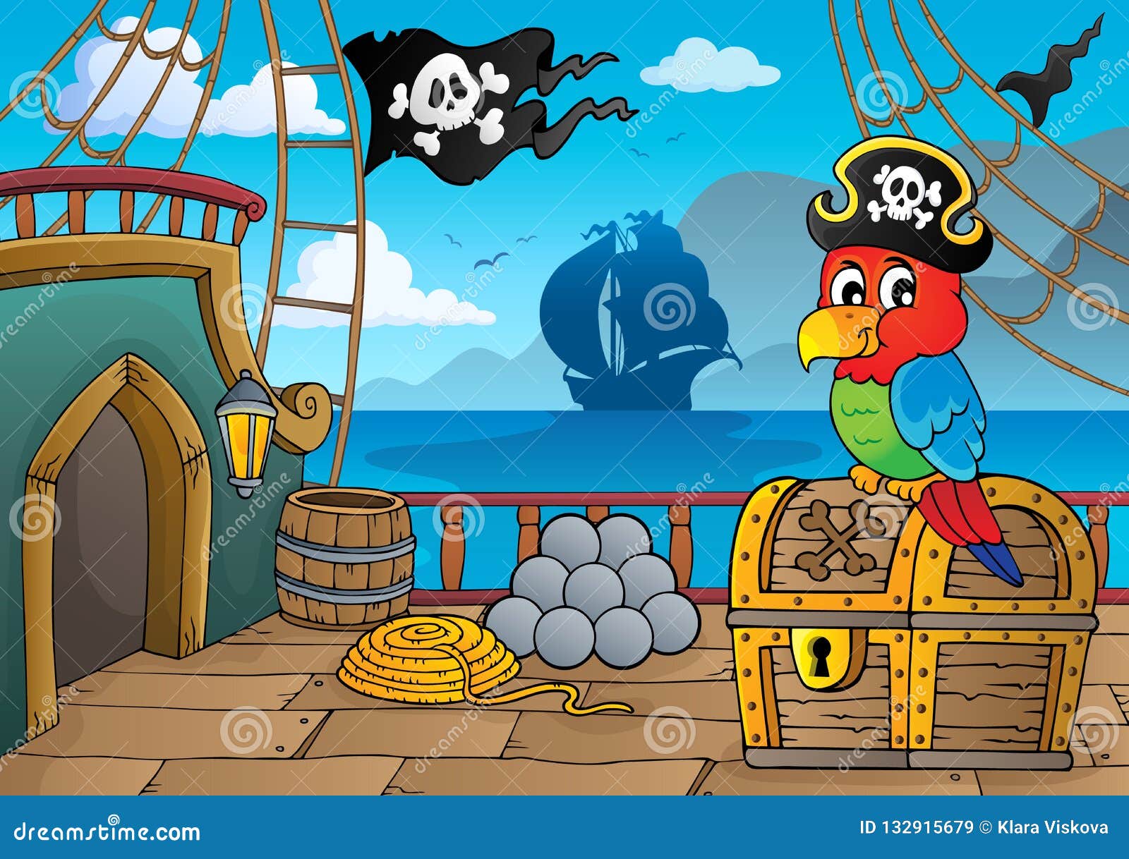 Pirate Ship Deck Thematics 2 Stock Vector - Illustration of crossbones ...