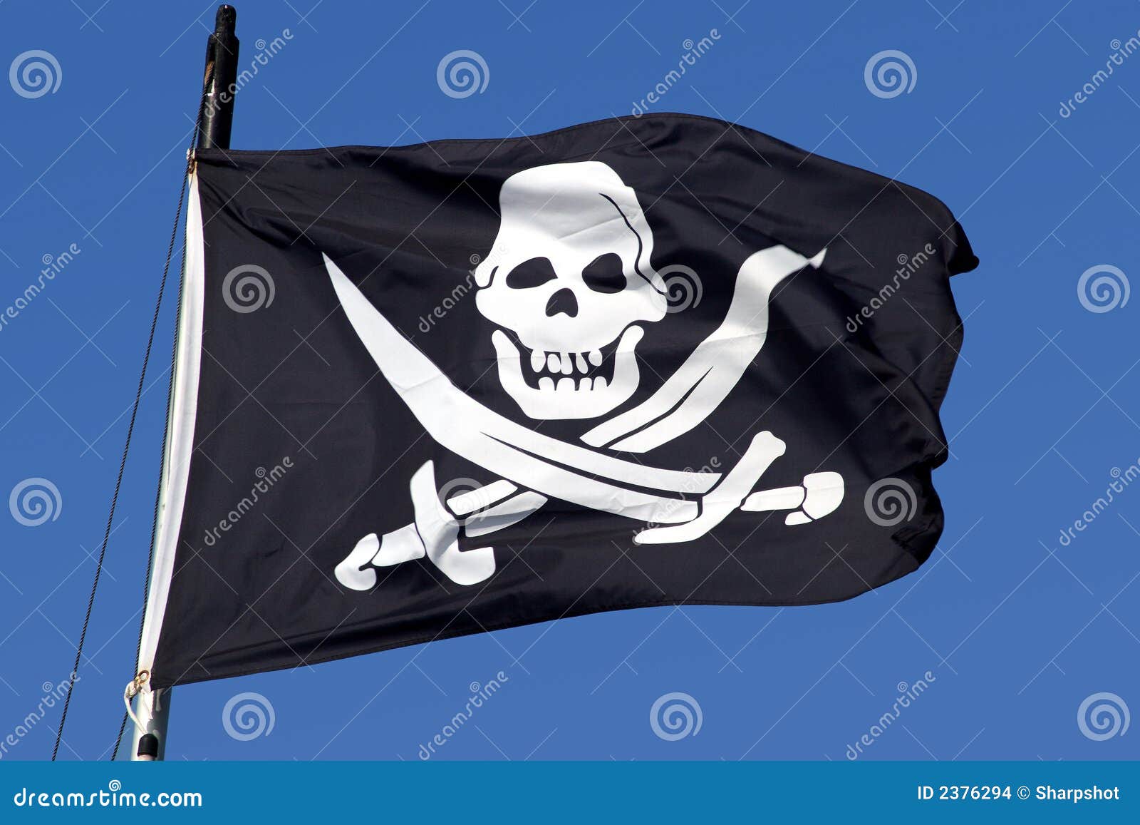 A pirate ship flag. stock photo. Image of blue, color - 2376294