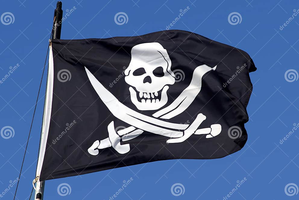 A pirate ship flag. stock photo. Image of blue, color - 2376294