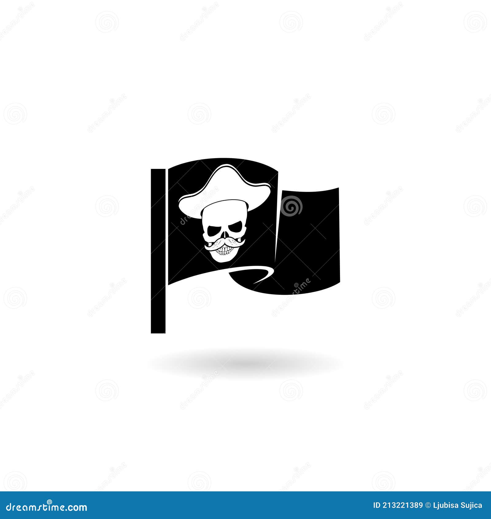 Pirate Ship Flag Icon with Shadow Stock Vector - Illustration of ...