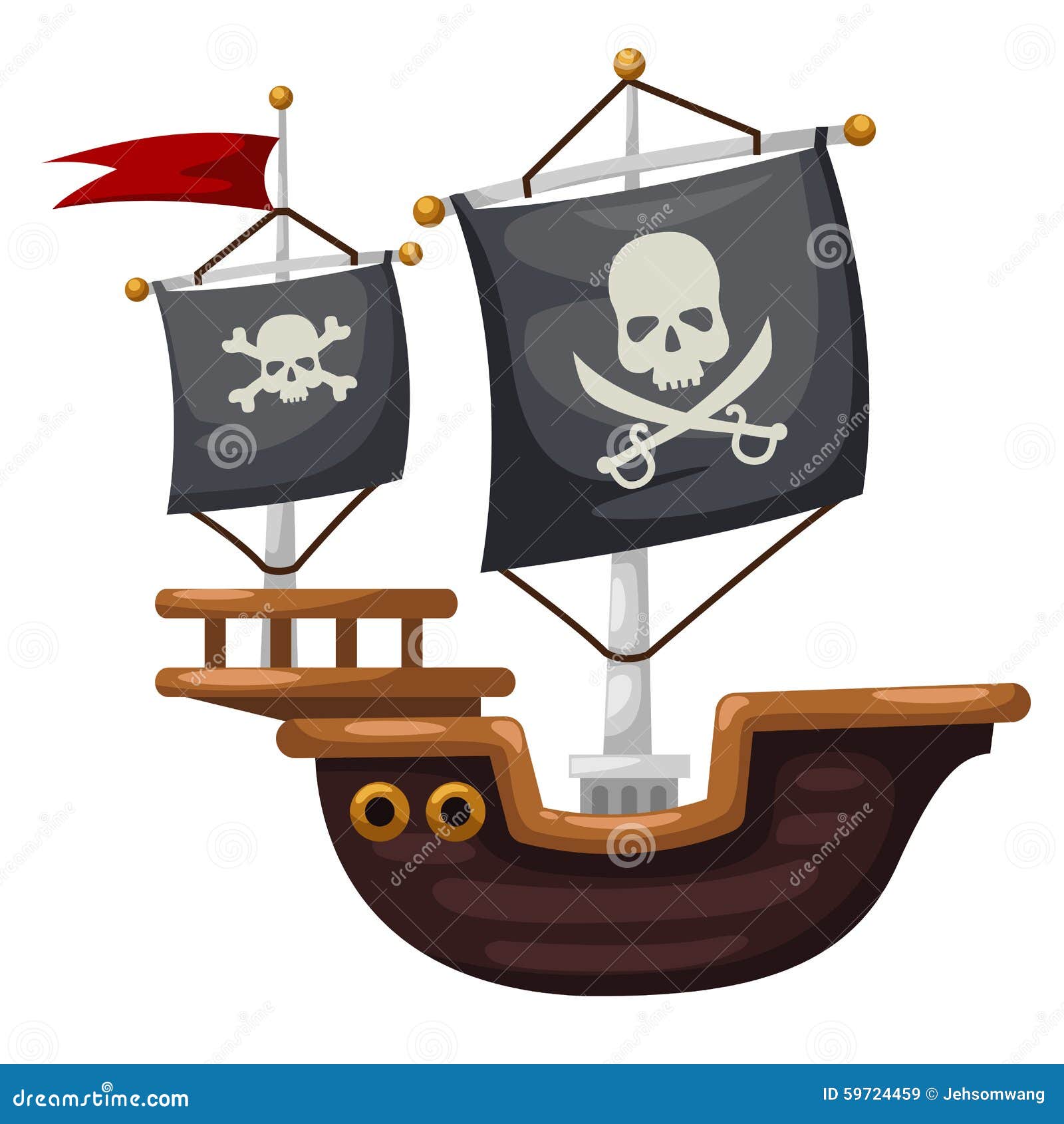 Pirate ship stock vector. Illustration of frigate, nautical - 59724459