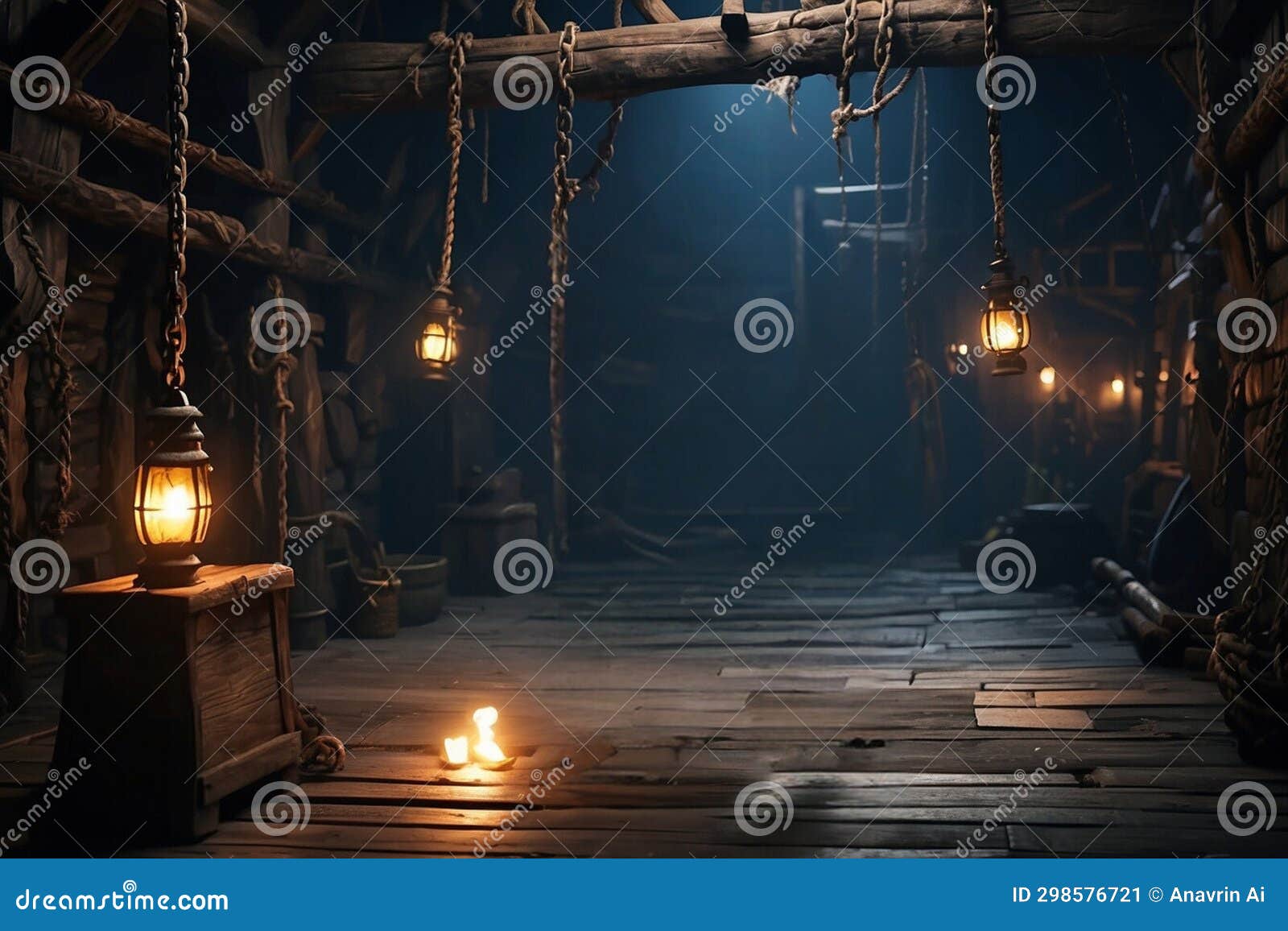 Pirate Ship Interior Premade Background Stock Illustration ...