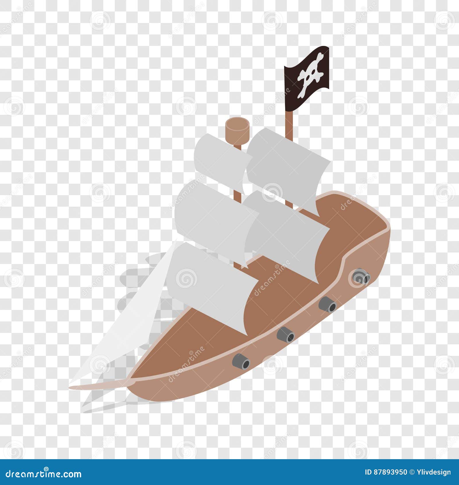 Pirate ship isometric icon stock vector. Illustration of piracy - 87893950