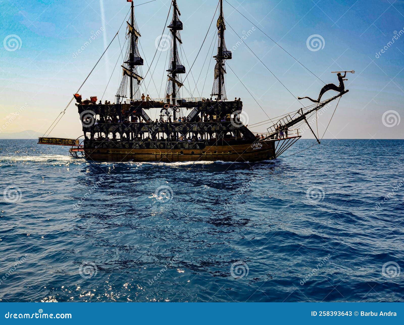 The Pirate Ship on the Mediterranean Sea Stock Image - Image of mast ...