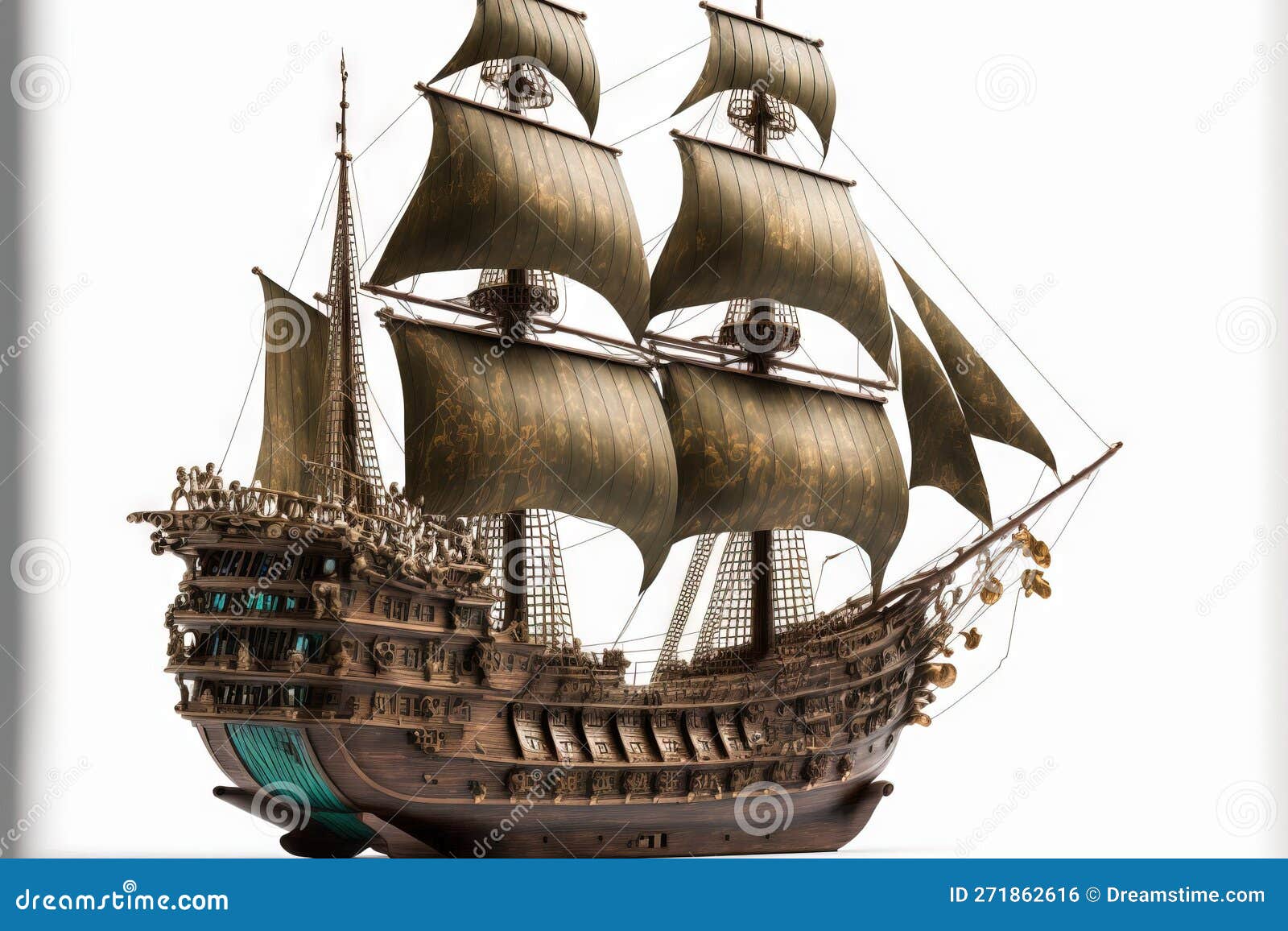 Pirate Ship Model, On A White Background Stock Photo | CartoonDealer ...