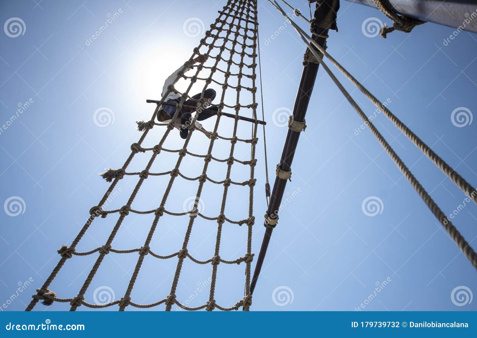 Pirate Ship and Not Real Men in the Rope Stock Photo - Image of ...