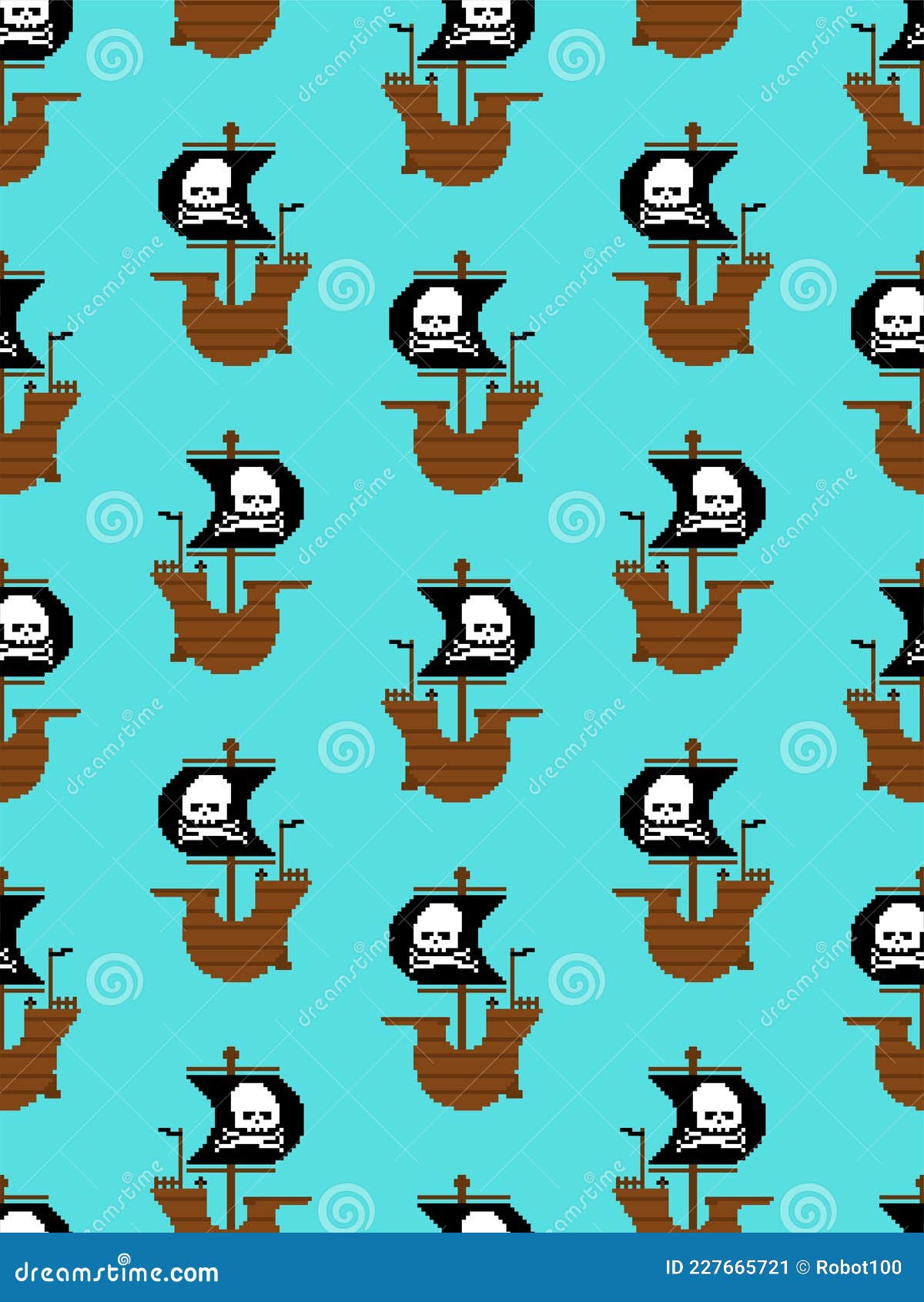 Pirate Ship Pixel Art Pattern Seamless. Pirates 8 Bit Background ...
