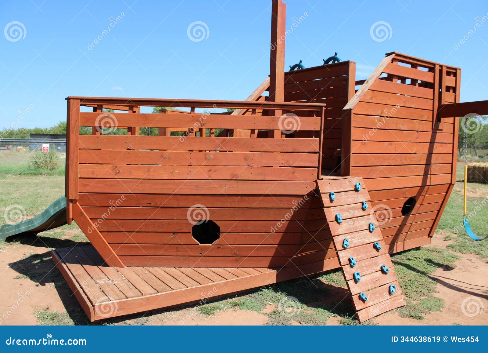 The Pirate Ship Playhouse in the Yard Stock Image - Image of tent ...