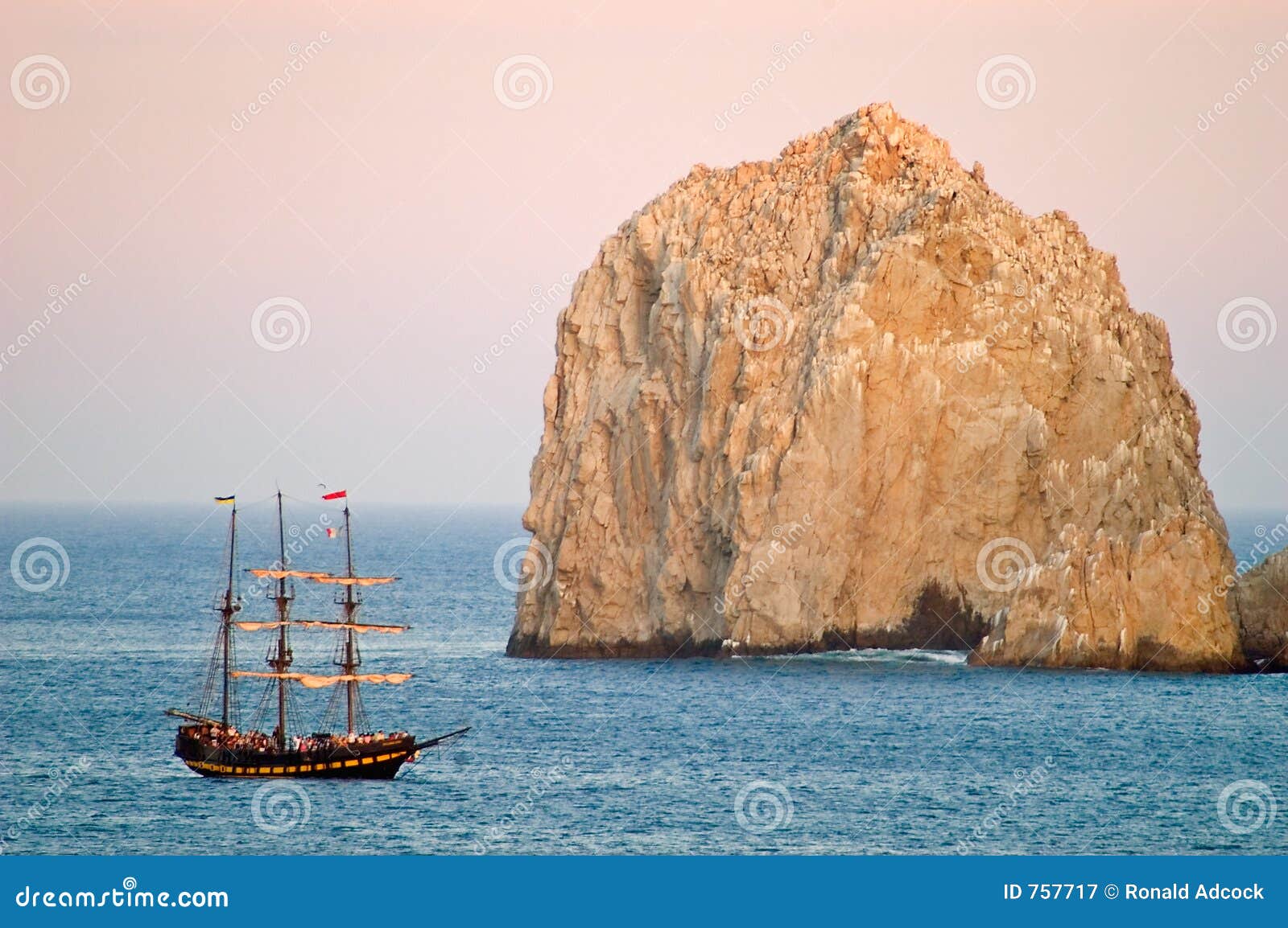 Pirate Ship and Rock stock image. Image of unique, sail - 757717