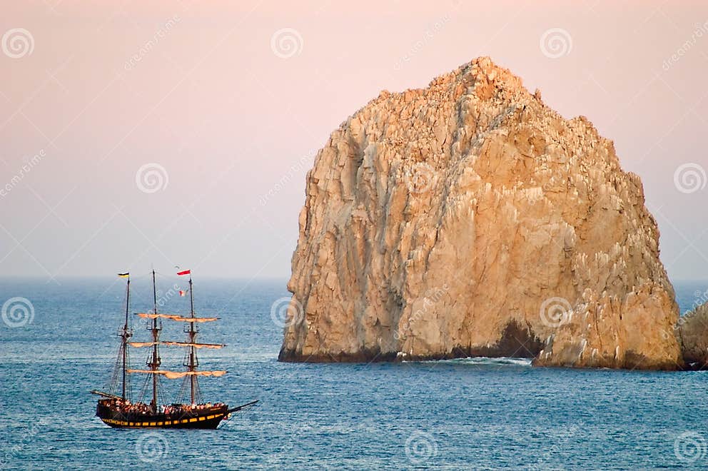 Pirate Ship and Rock stock image. Image of unique, sail - 757717