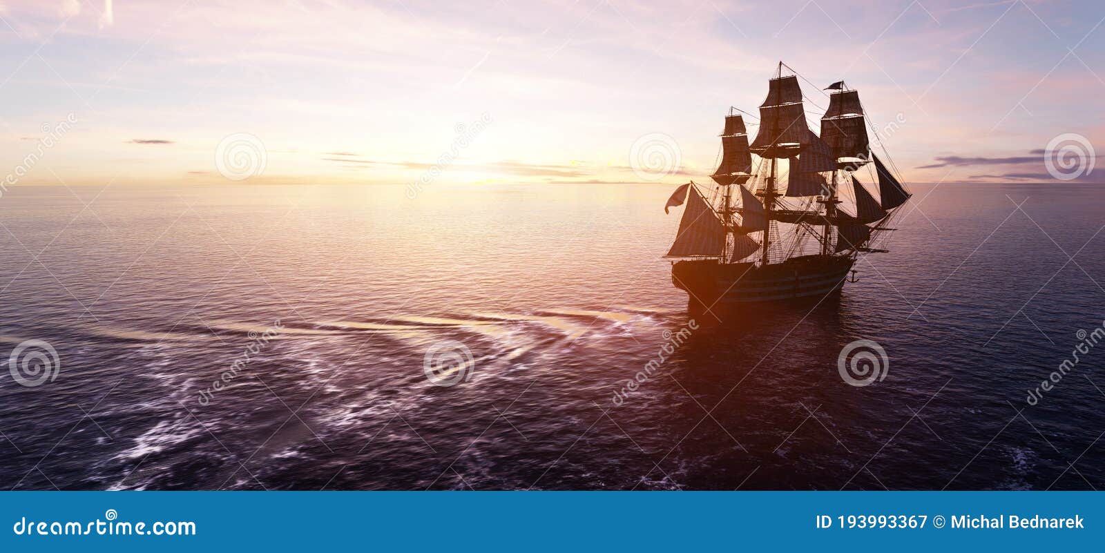 Pirate Ship Ocean Sunset Silhouette Royalty-Free Stock Photography ...