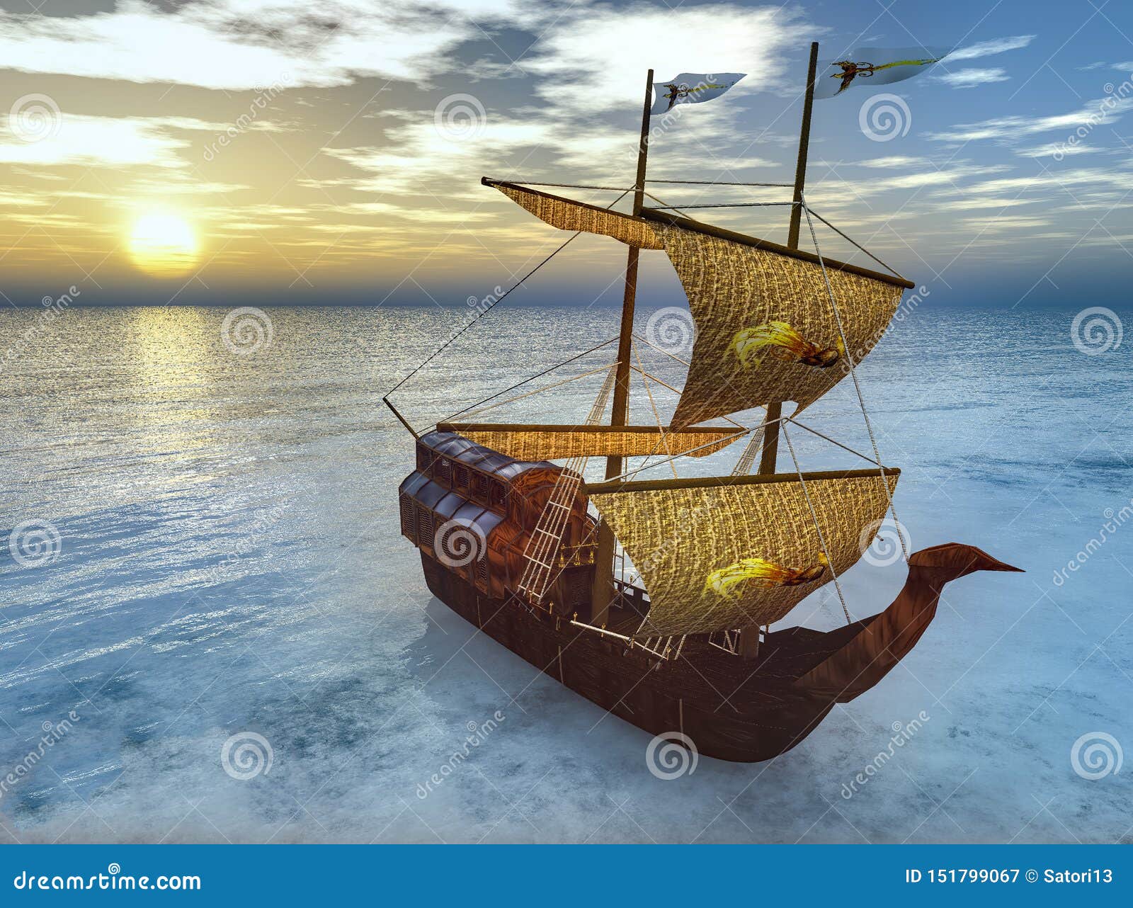 French Frigate Medusa, 1810 - 3D Render Royalty-Free Stock Photography ...