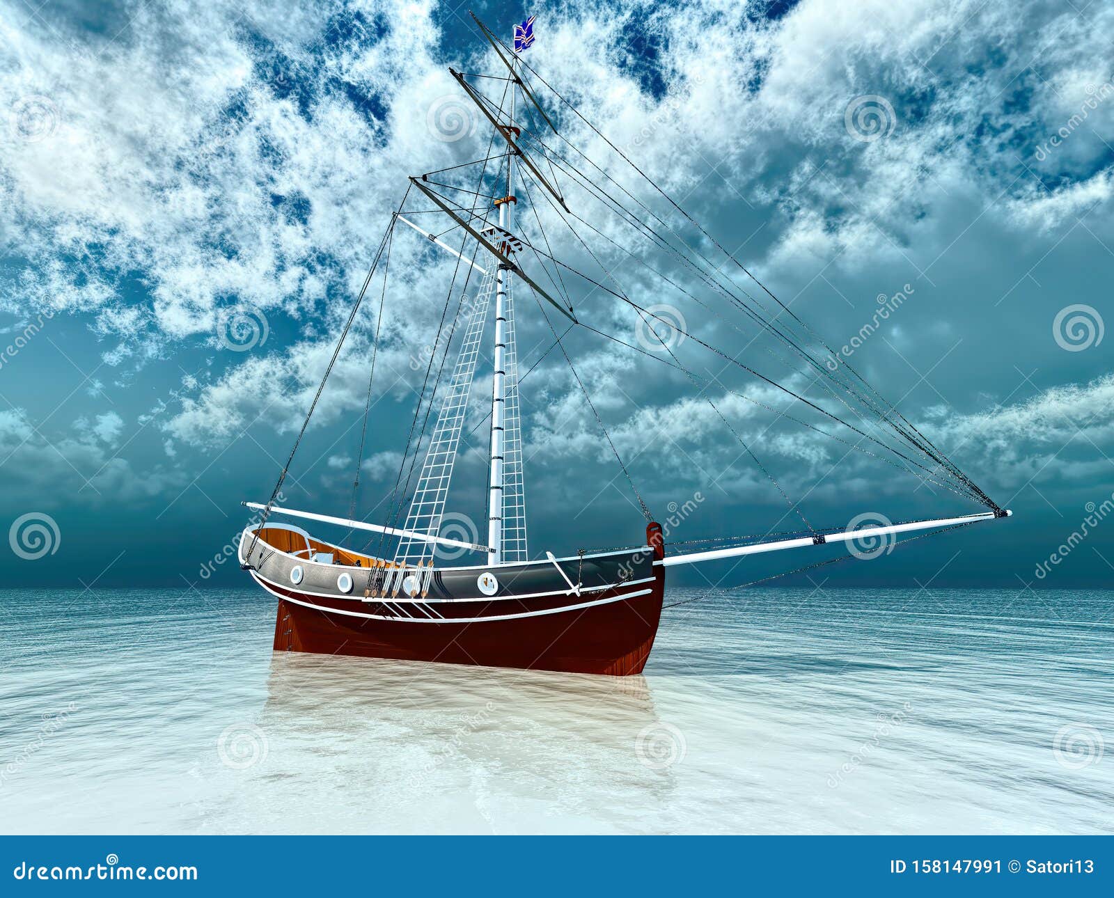 French Frigate Medusa, 1810 - 3D Render Stock Photography ...
