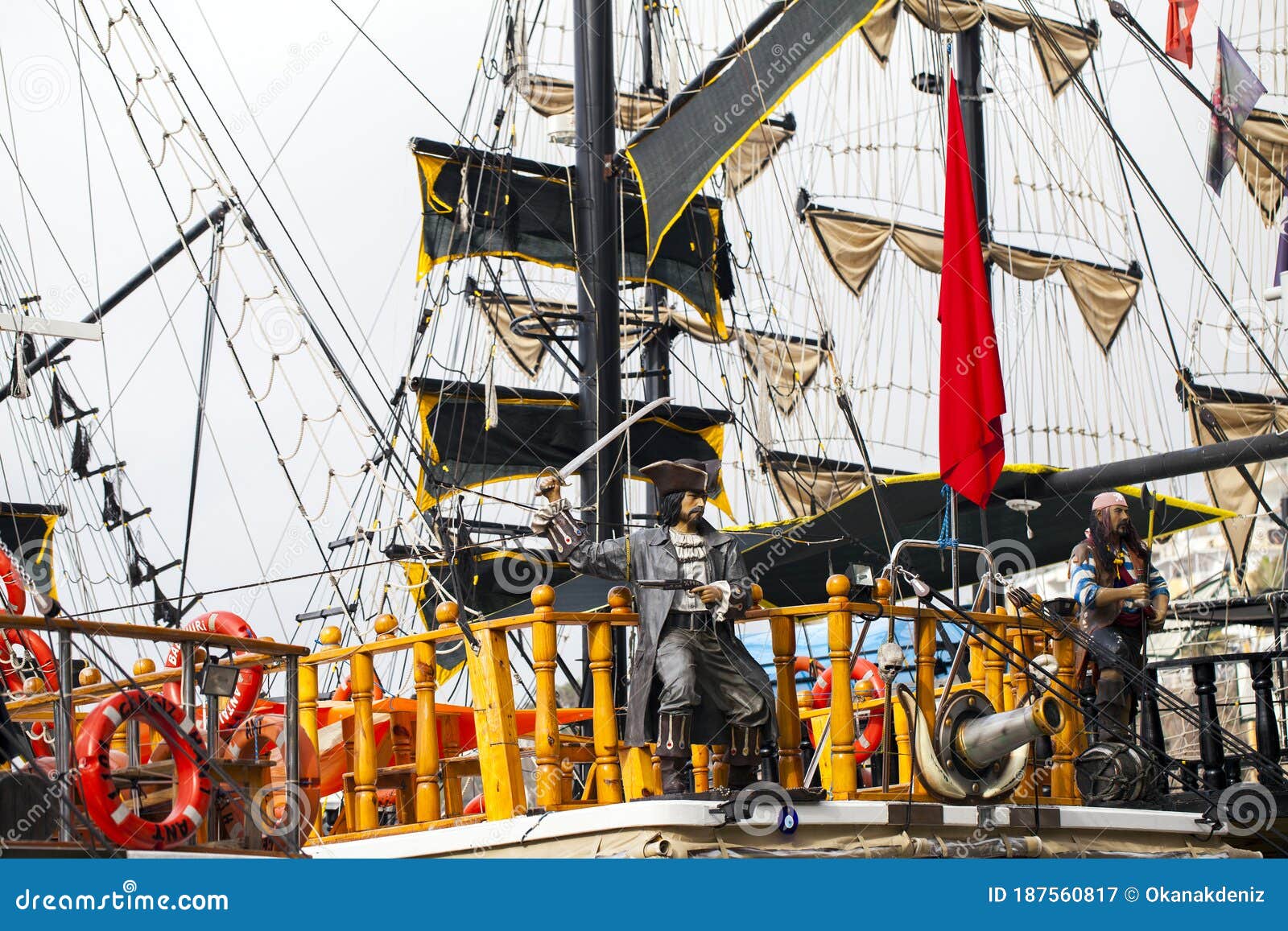 A Pirate Ship and Pirate Statue Editorial Photography - Image of ...