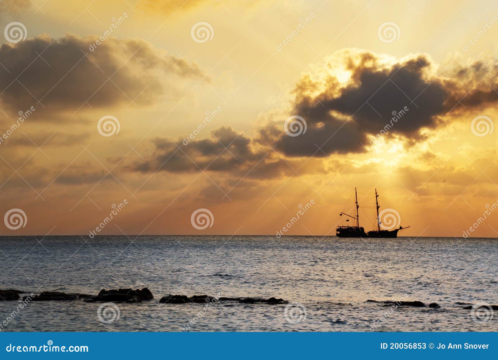 Pirate ship at sunset stock image. Image of grand, sunset - 20056853