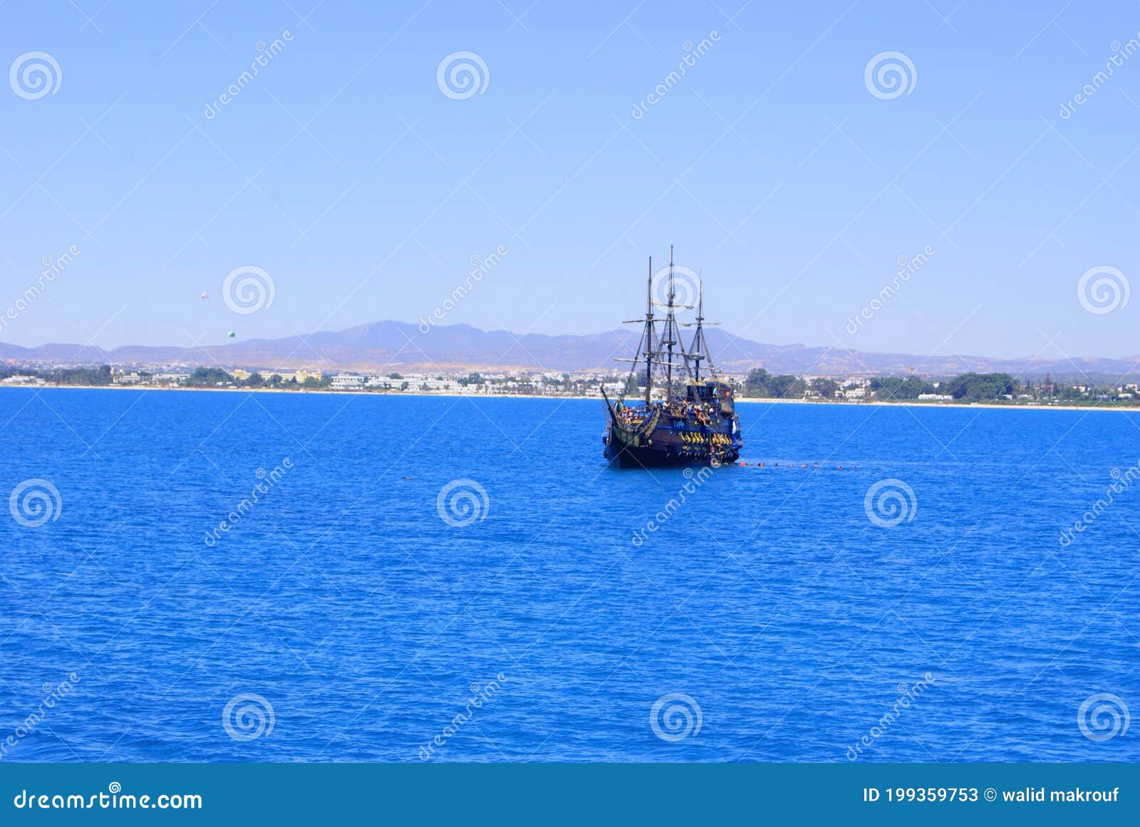 Pirate ship tour stock image. Image of ferry, mast, sail - 199359753