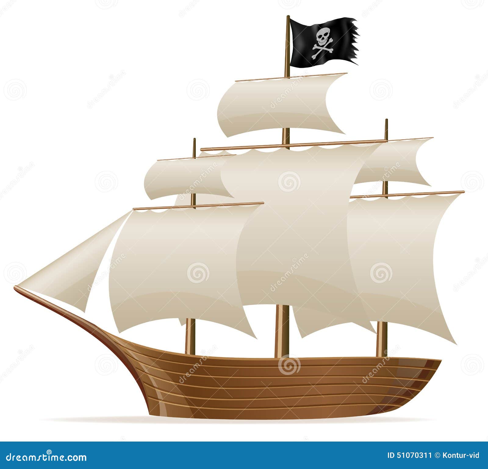 Pirate Ship Vector Illustration Stock Vector - Illustration of captain ...