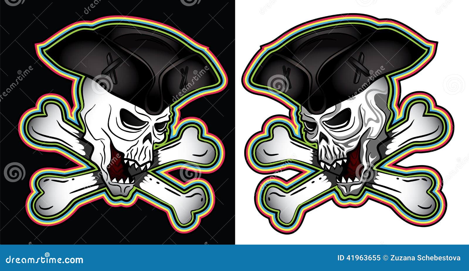 Pirate Shouting Evil Skull with Hat Illustration Stock Illustration ...