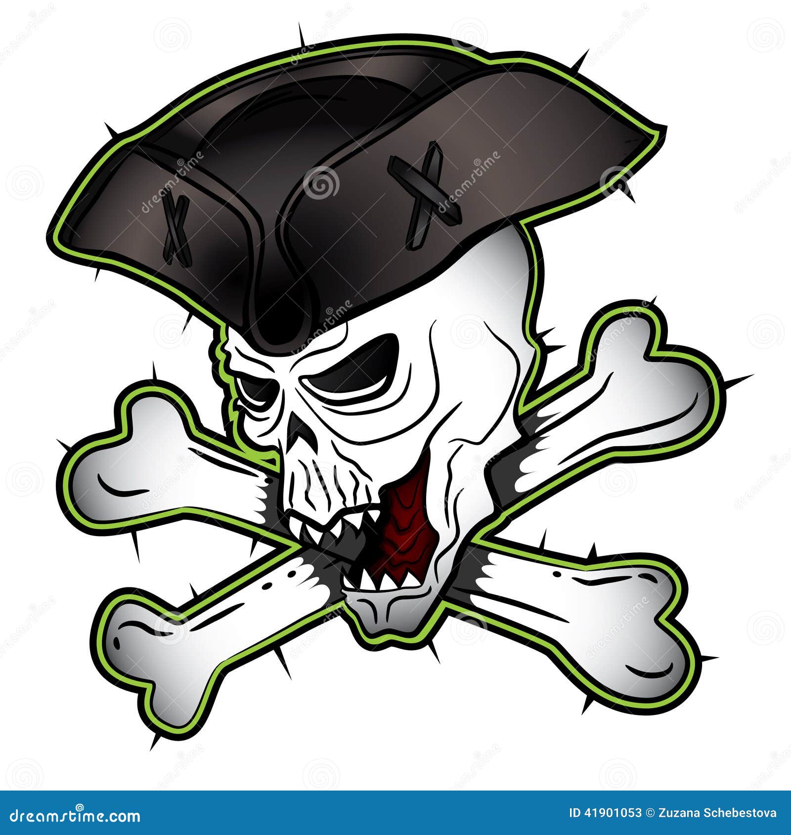 Pirate Shouting Evil Skull with Hat Illustration Stock Illustration ...