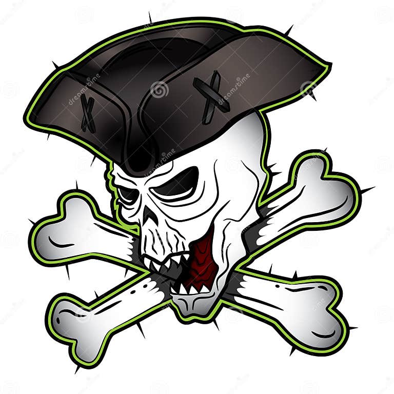 Pirate Shouting Evil Skull with Hat Illustration Stock Illustration ...