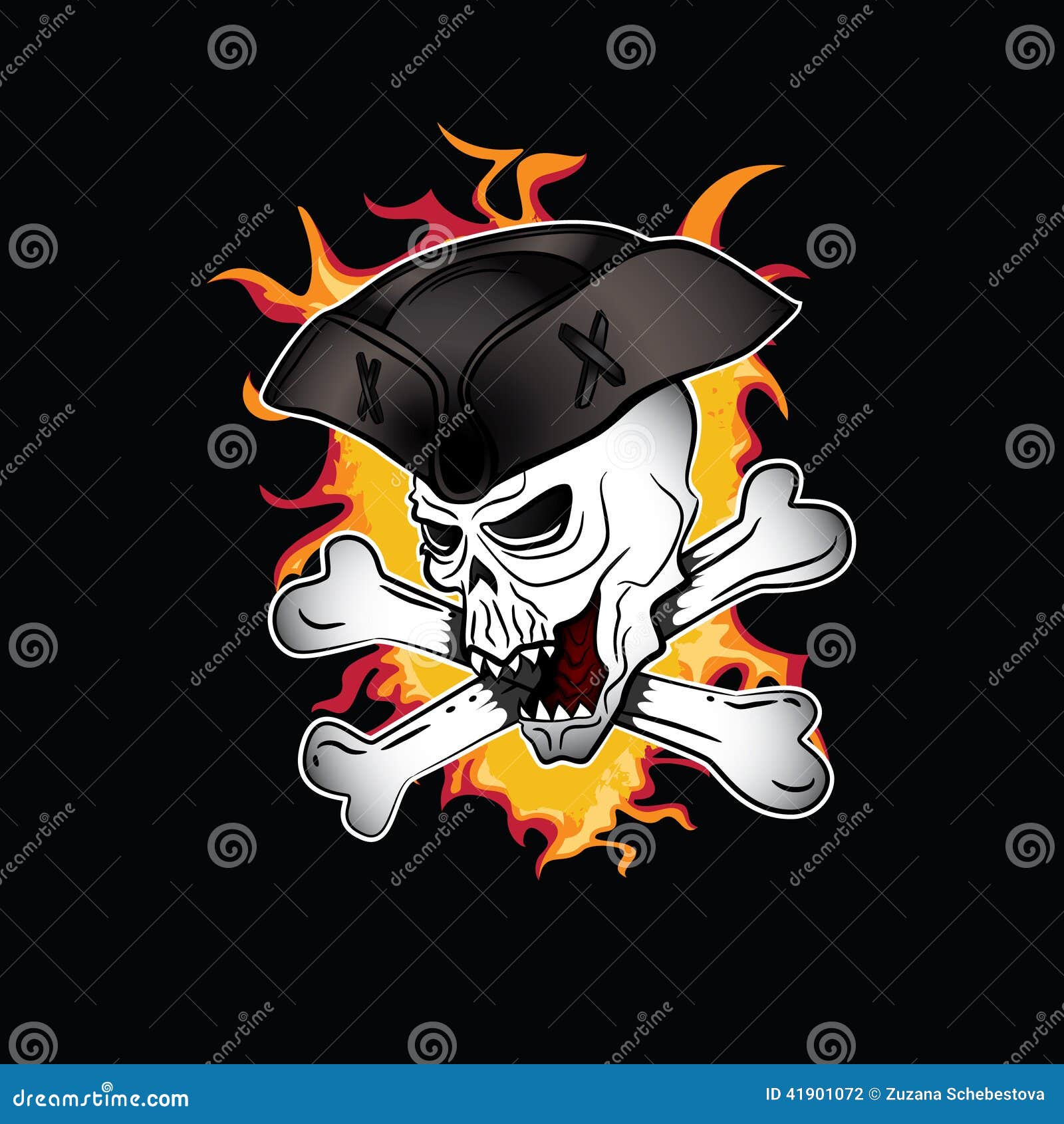 Pirate Shouting Evil Skull with Hat Illustration Stock Illustration ...