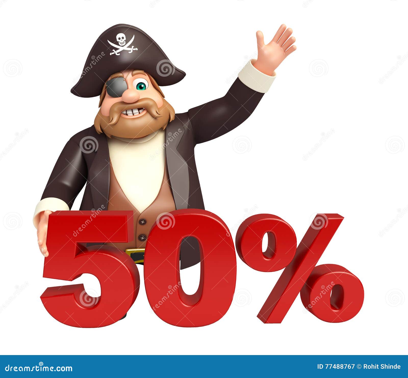 Pirate with 50 sign stock illustration. Illustration of sailor - 77488767