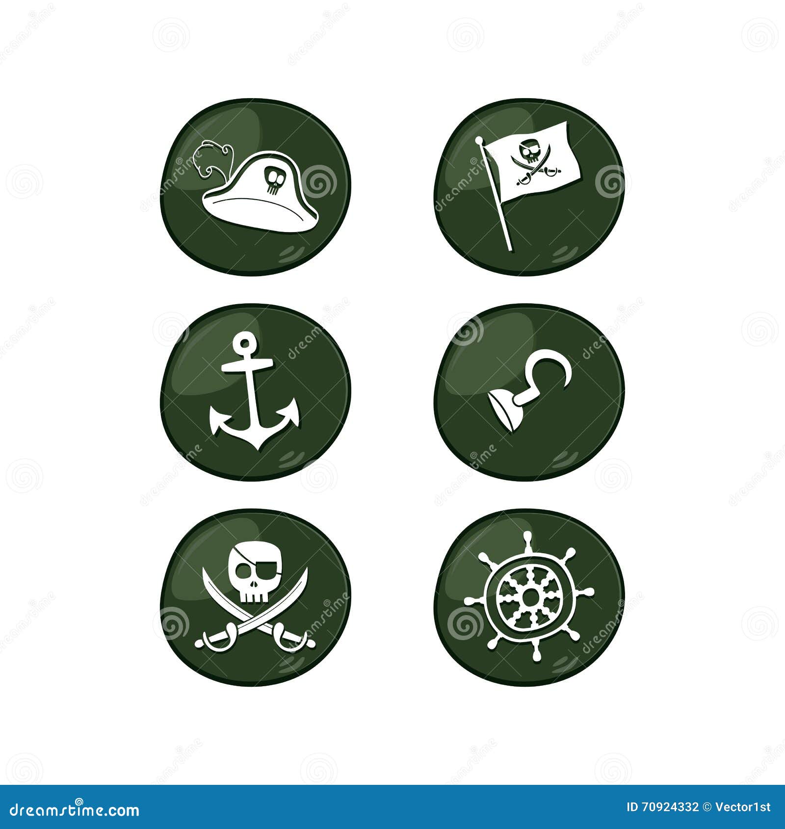 Pirate Sign With Skull And Sabers With A Helm On Background. Sea ...