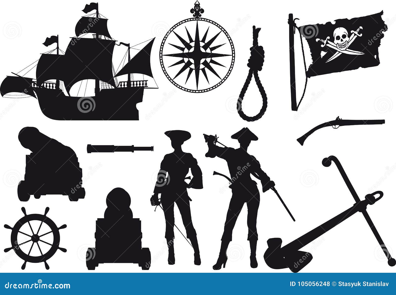 Pirate Silhouettes Vector Illustration | CartoonDealer.com #51940668