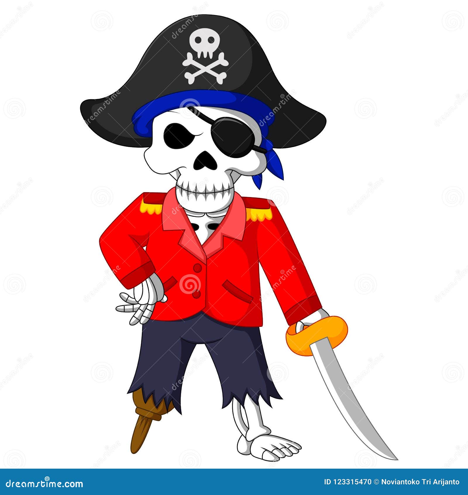Pirate Skeleton Cartoon Vector Illustration | CartoonDealer.com #72041228