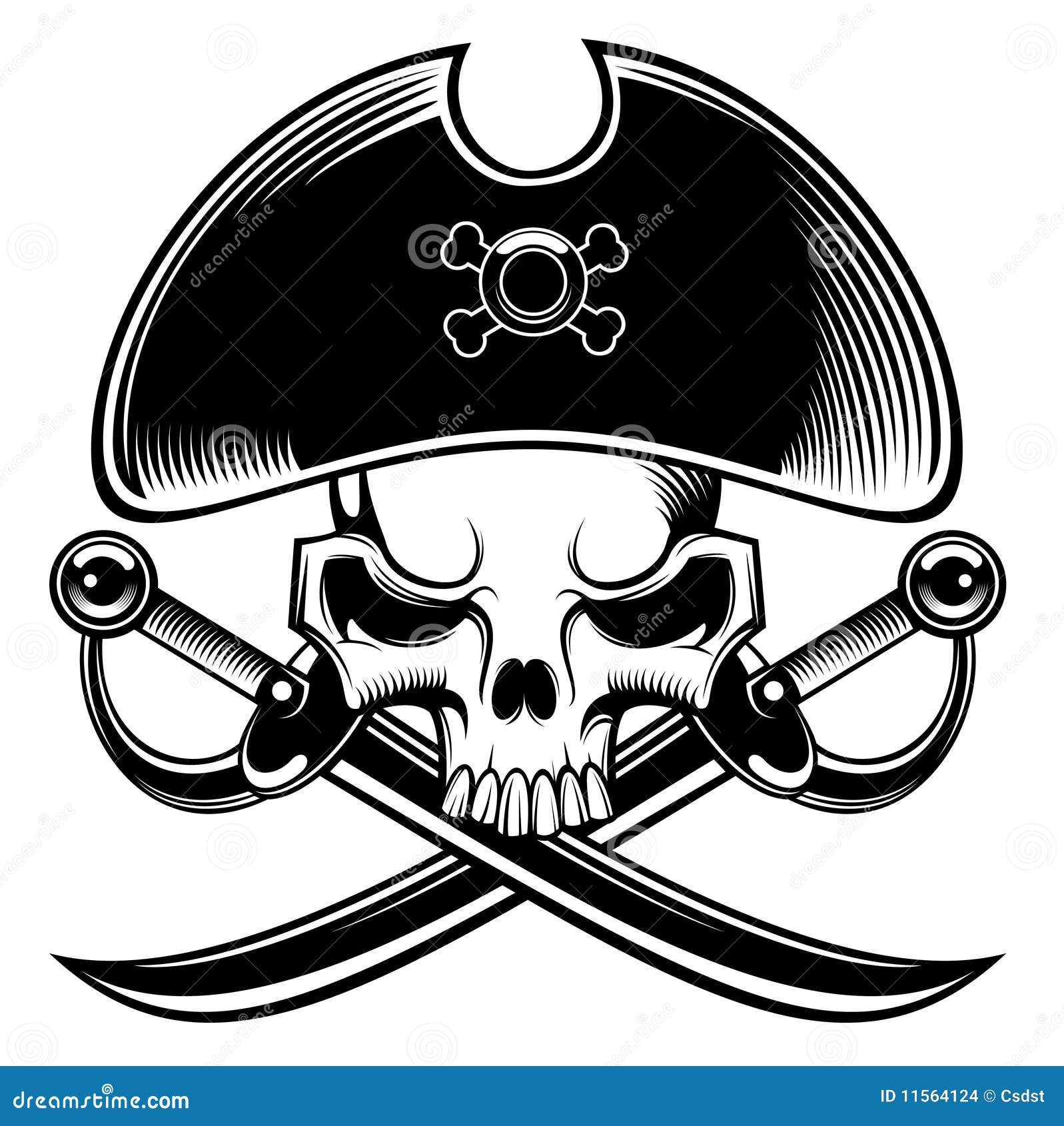 Pirate skull stock vector. Illustration of skeleton, black - 11564124