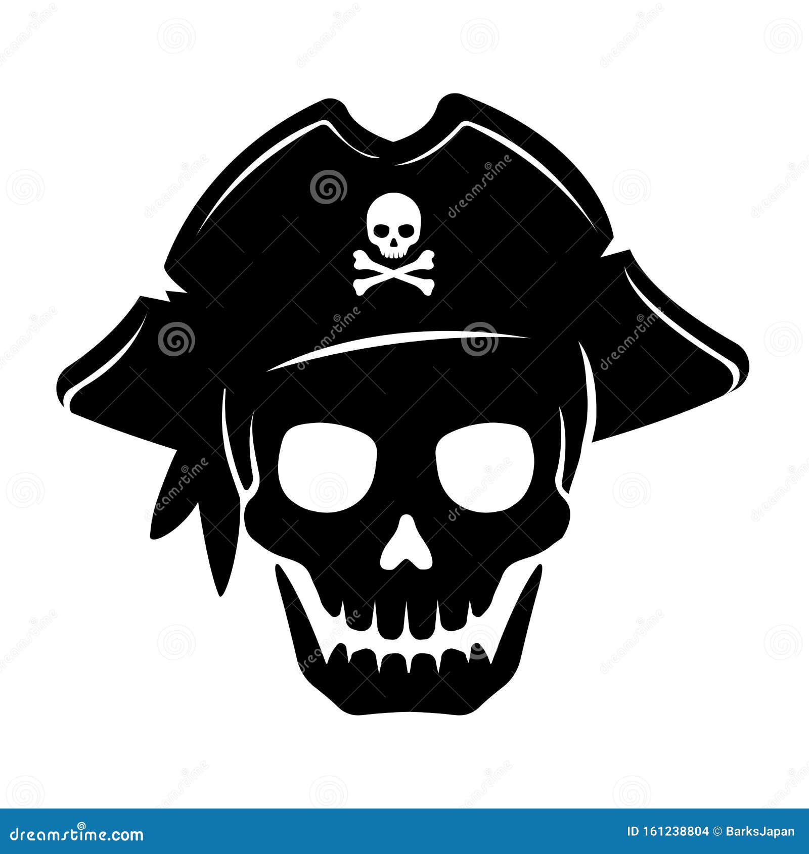 Pirate Skull Face Embleem Illustratie Vector Illustratie - Illustration ...
