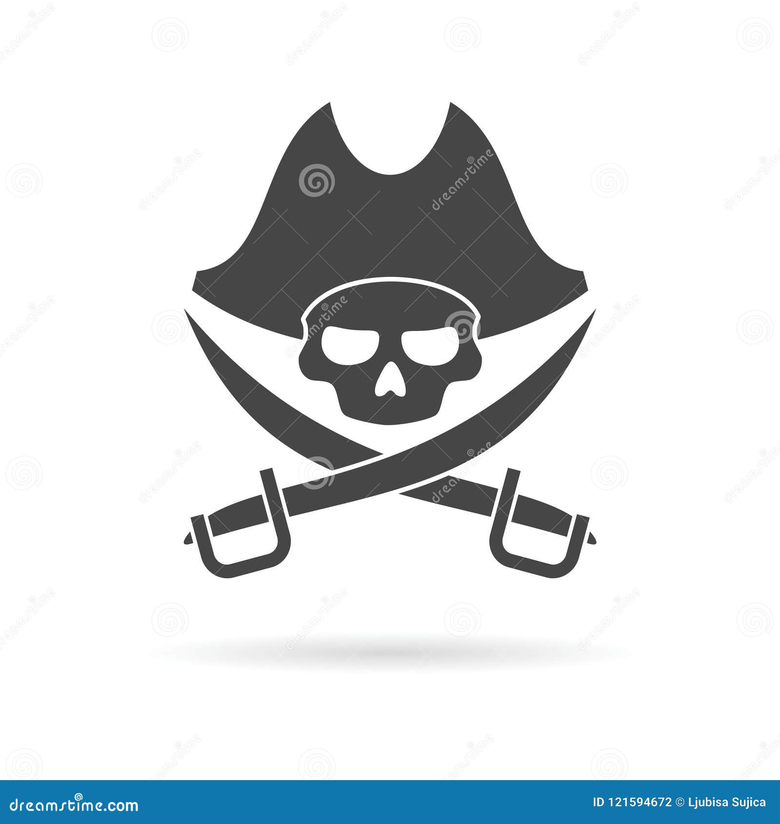 Pirate skull icon stock vector. Illustration of head - 121594672