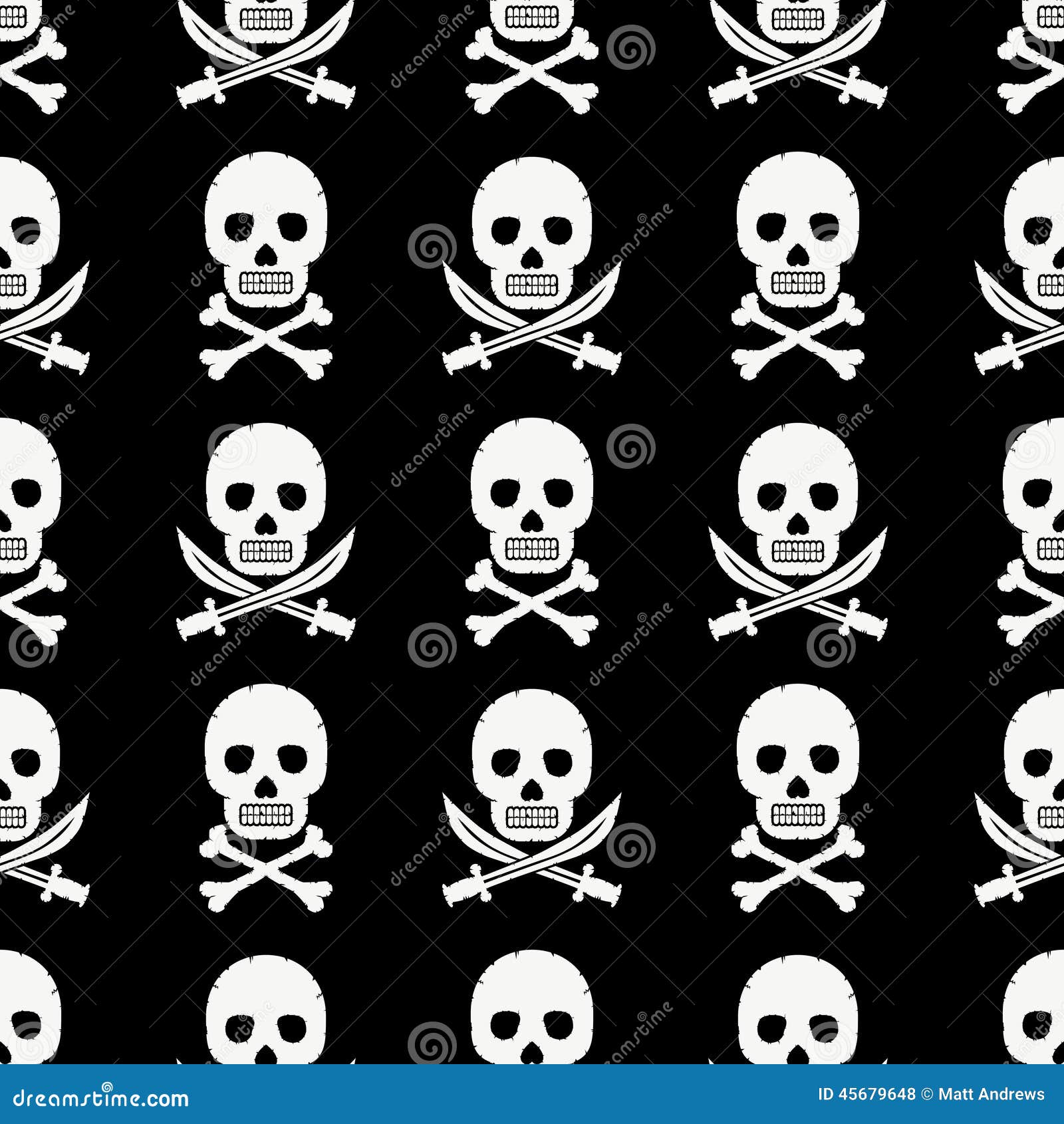 Pirate skull pattern stock vector. Illustration of wallpaper - 45679648