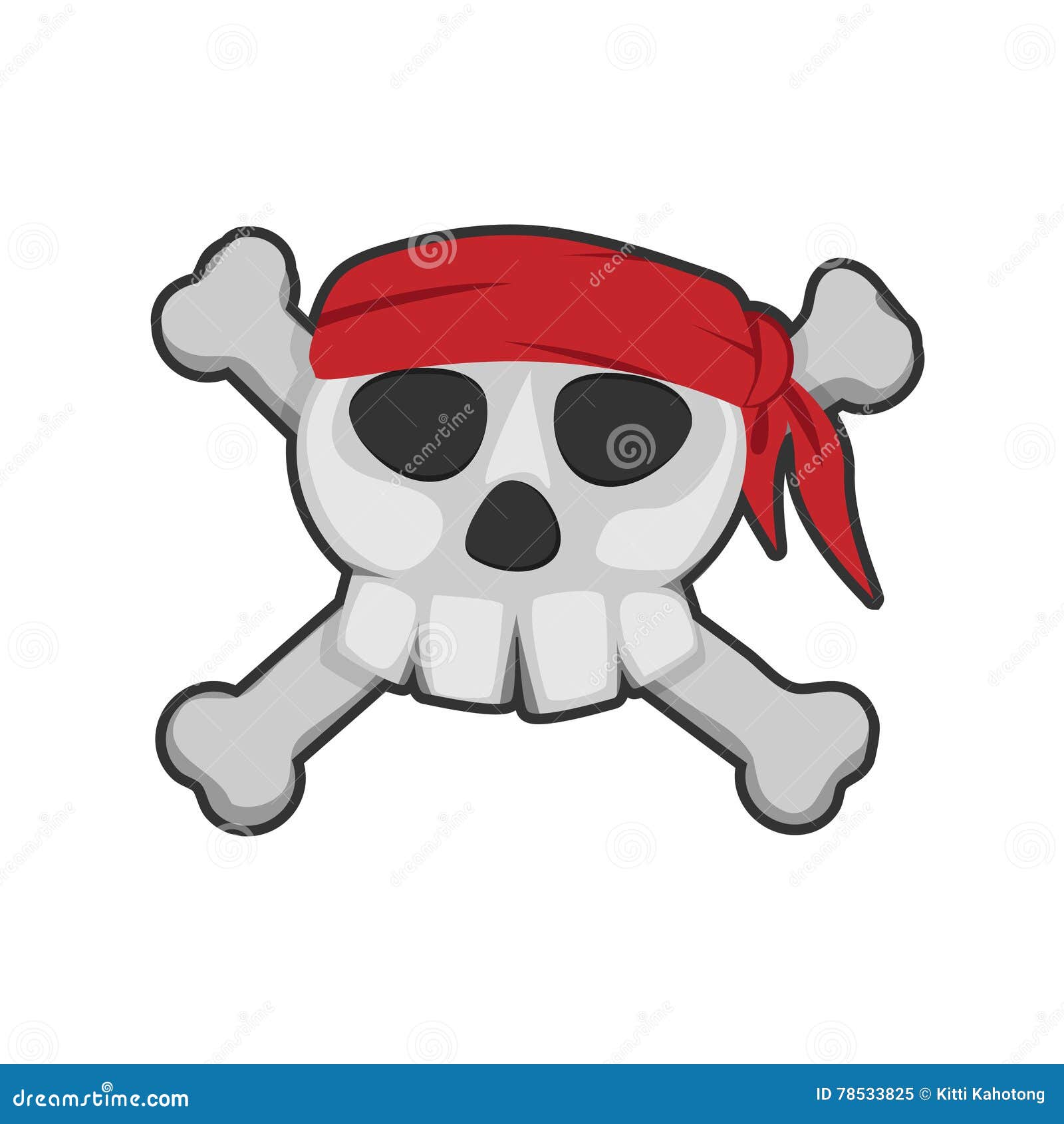 Pirate Skull, Red Bandana and Bones Stock Vector - Illustration of ...