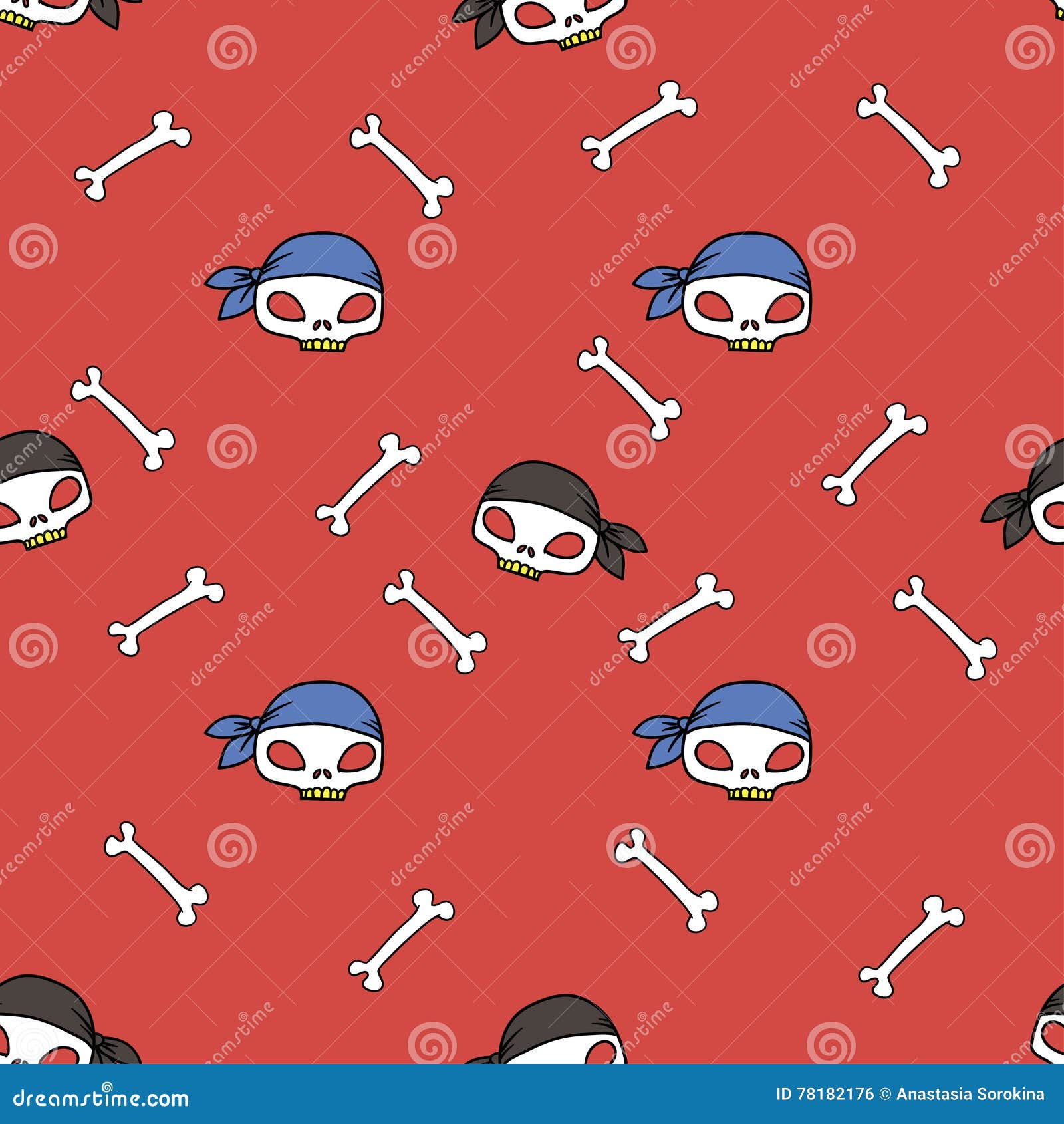 Pirate Skull .Vector Seamless Pattern Stock Vector - Illustration of ...