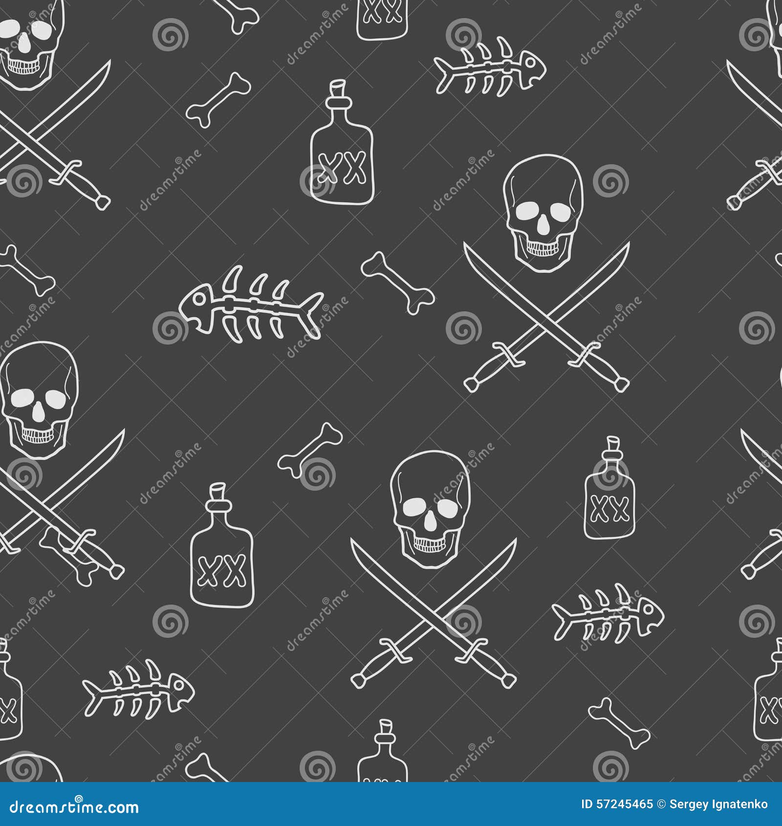 Pirate Skulls with Crossed Swords Seamless Pattern Stock Vector ...