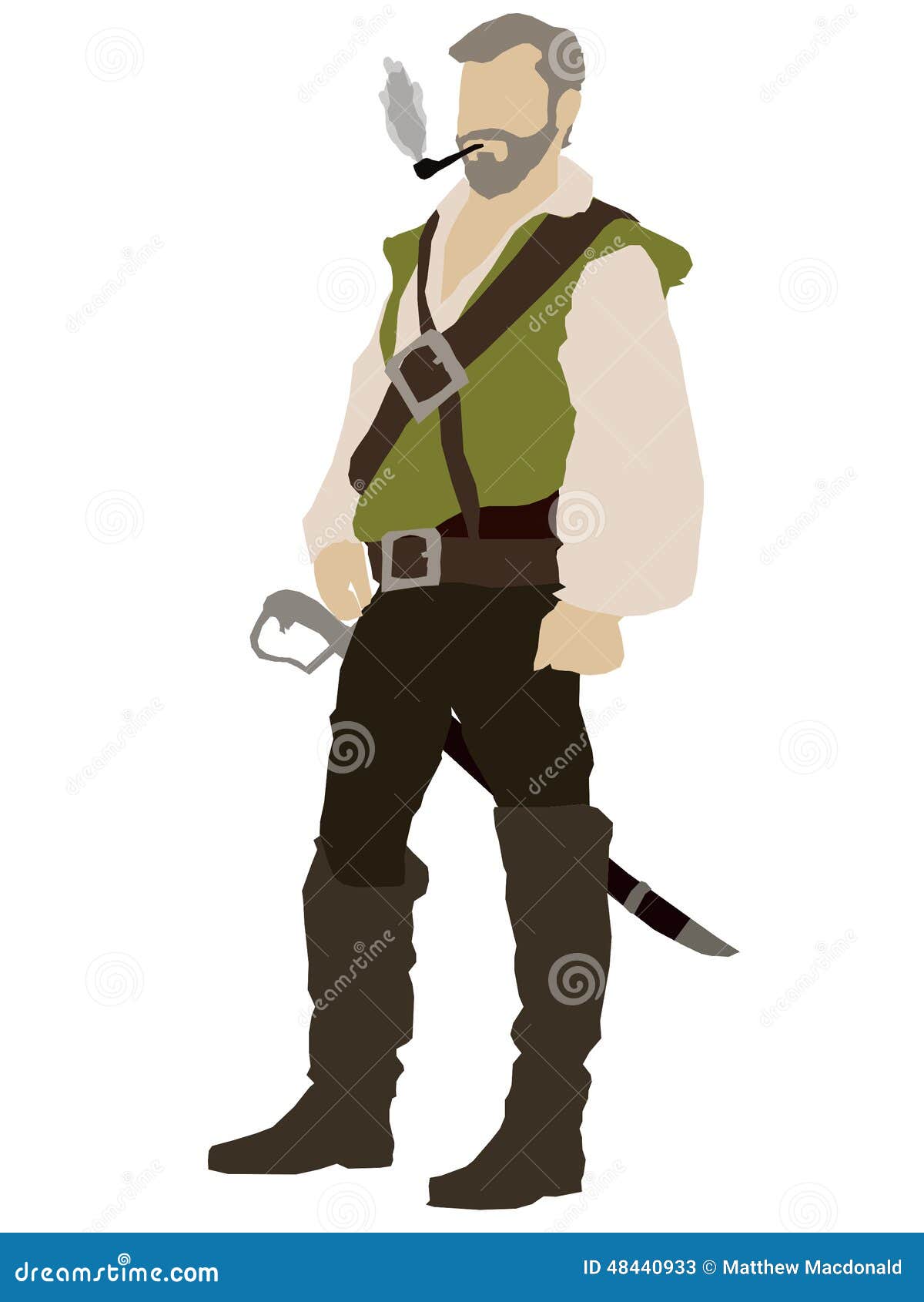 Pirate smoking a pipe stock illustration. Illustration of sword - 48440933