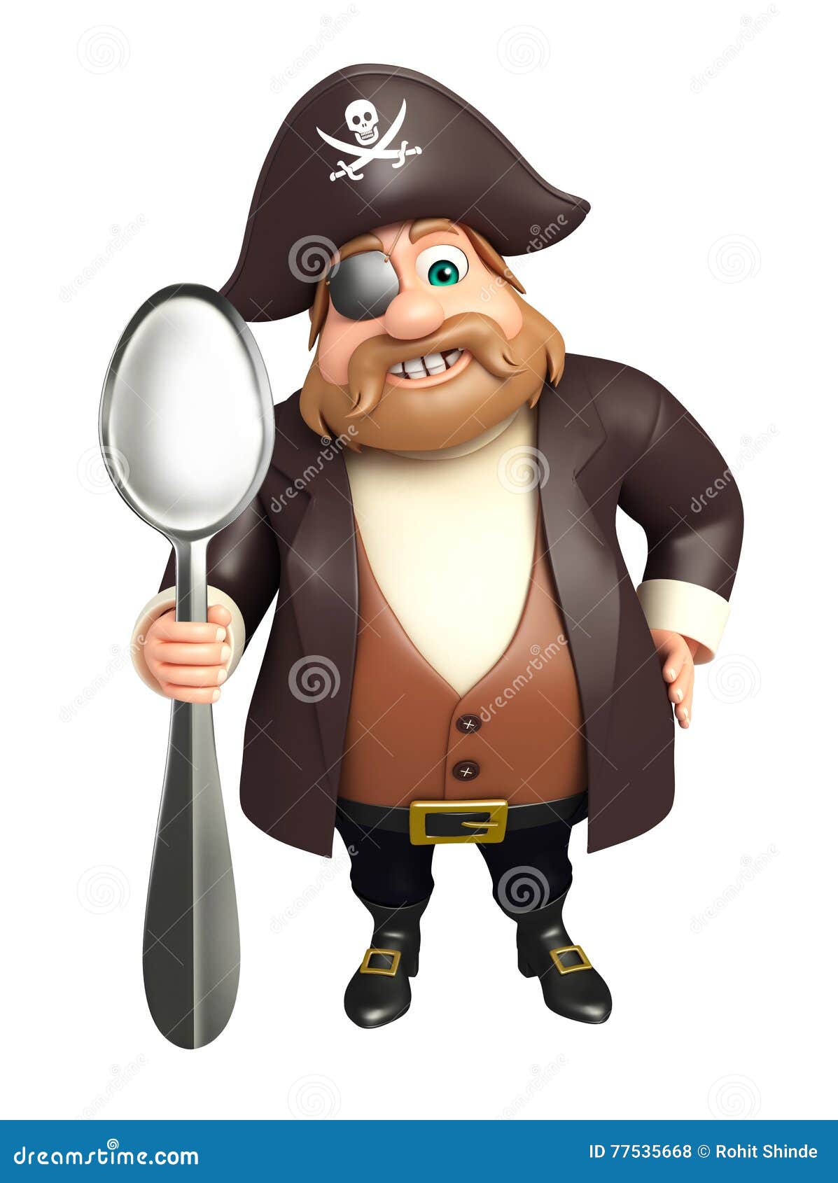 Pirate with Spoon stock illustration. Illustration of hook - 77535668