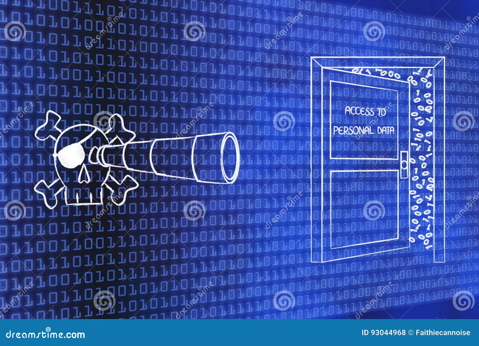 Pirate Spying on Semi Open Personal Data Door Stock Illustration ...