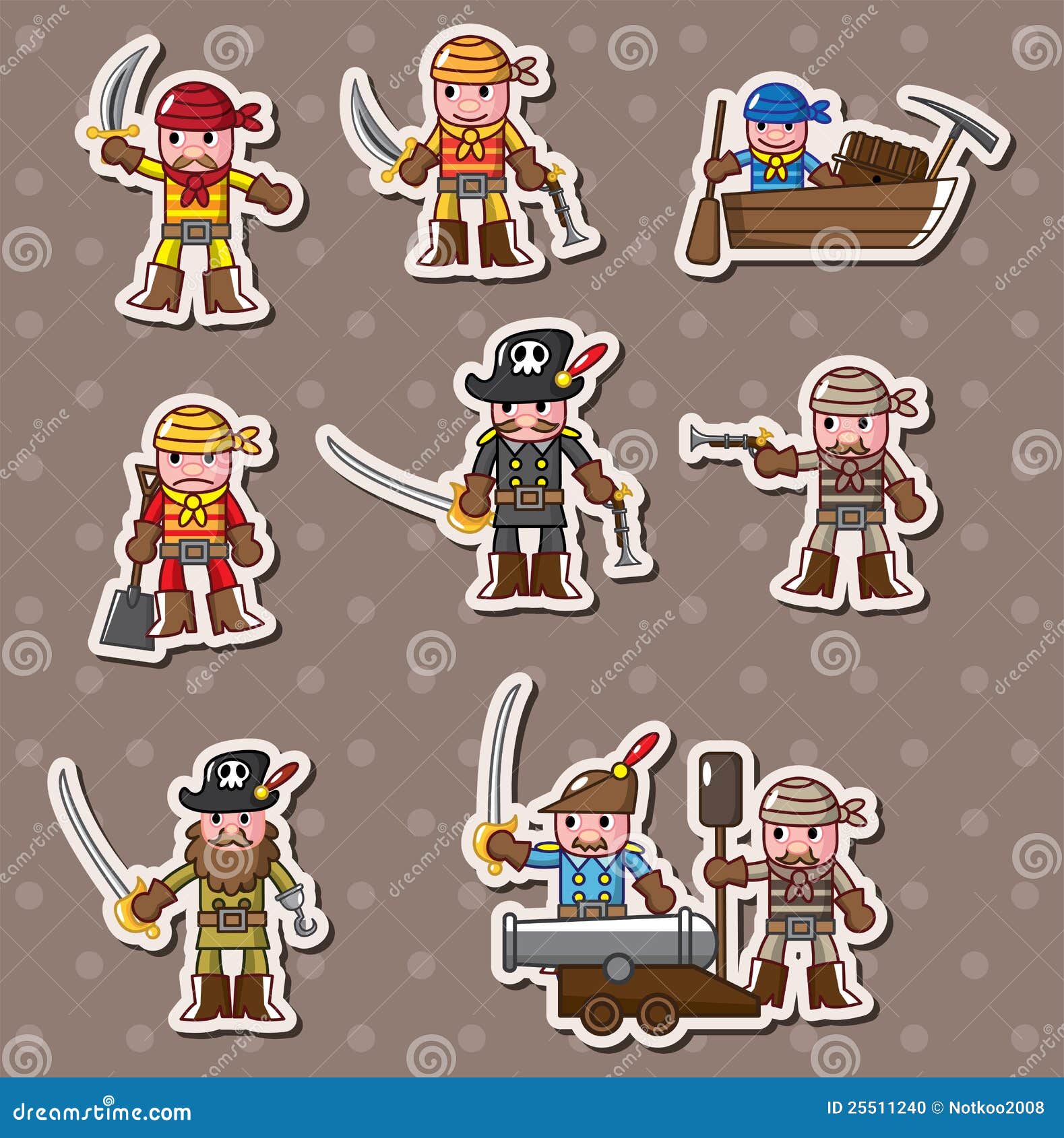 Pirate stickers stock vector. Illustration of object - 25511240