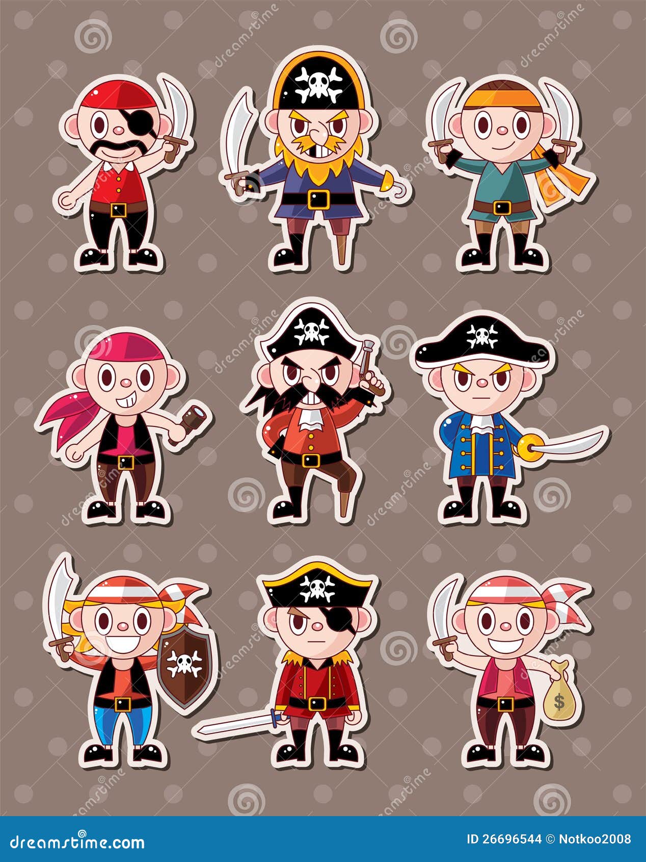 Pirate stickers stock vector. Illustration of group, character - 26696544