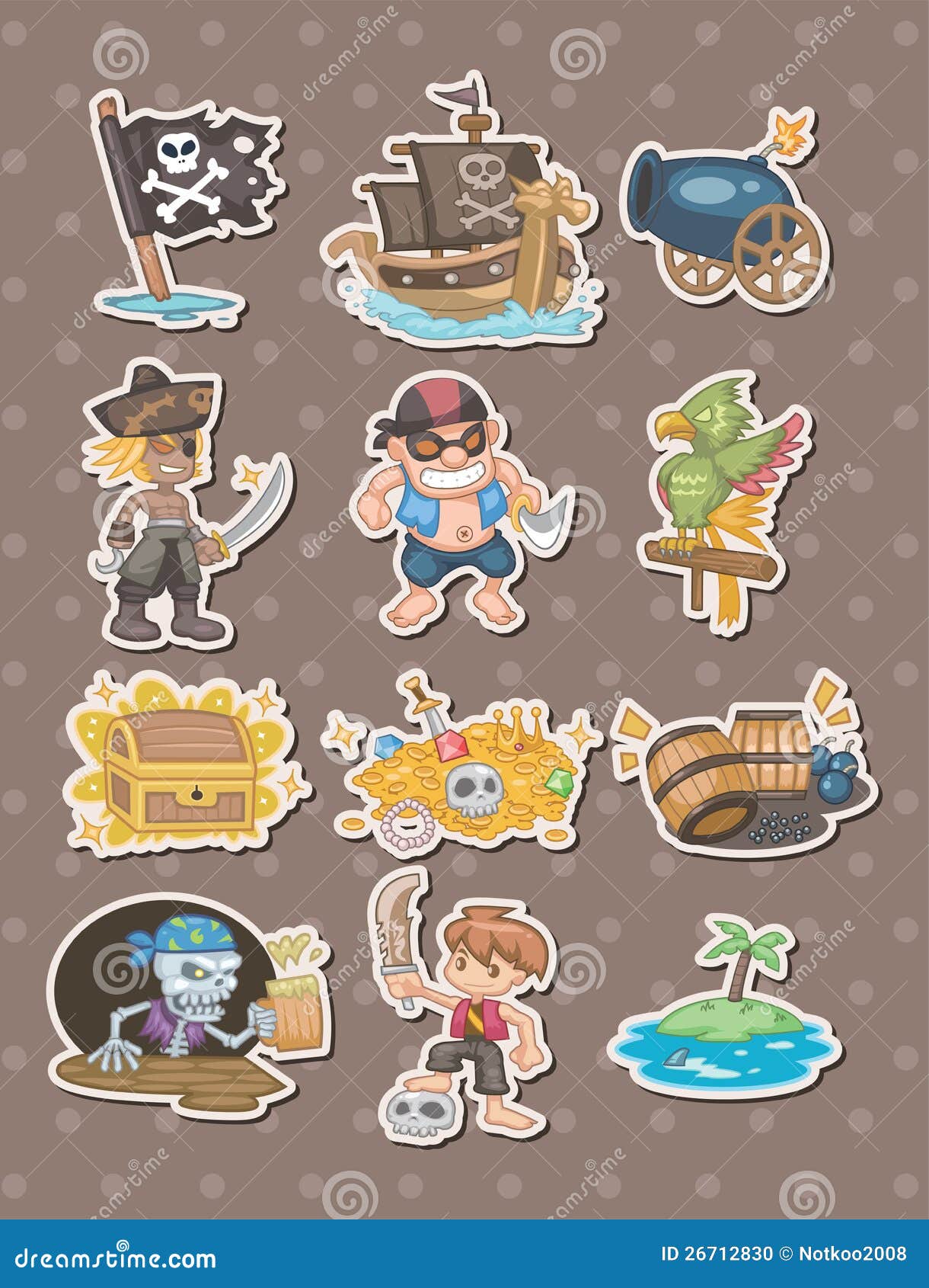 Pirate stickers stock vector. Illustration of knife, clip - 26712830