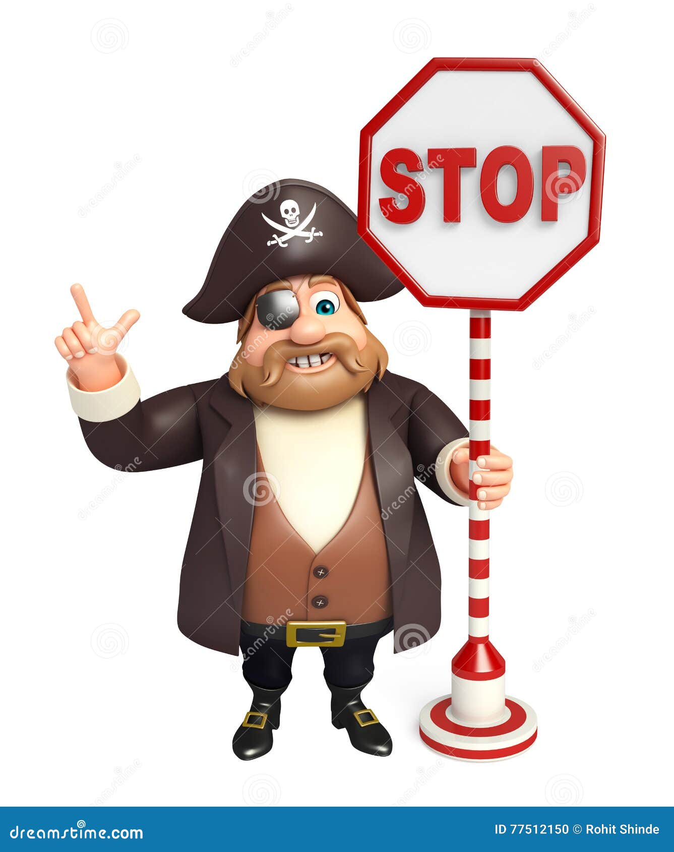 Pirate with Stop sign stock illustration. Illustration of bones - 77512150