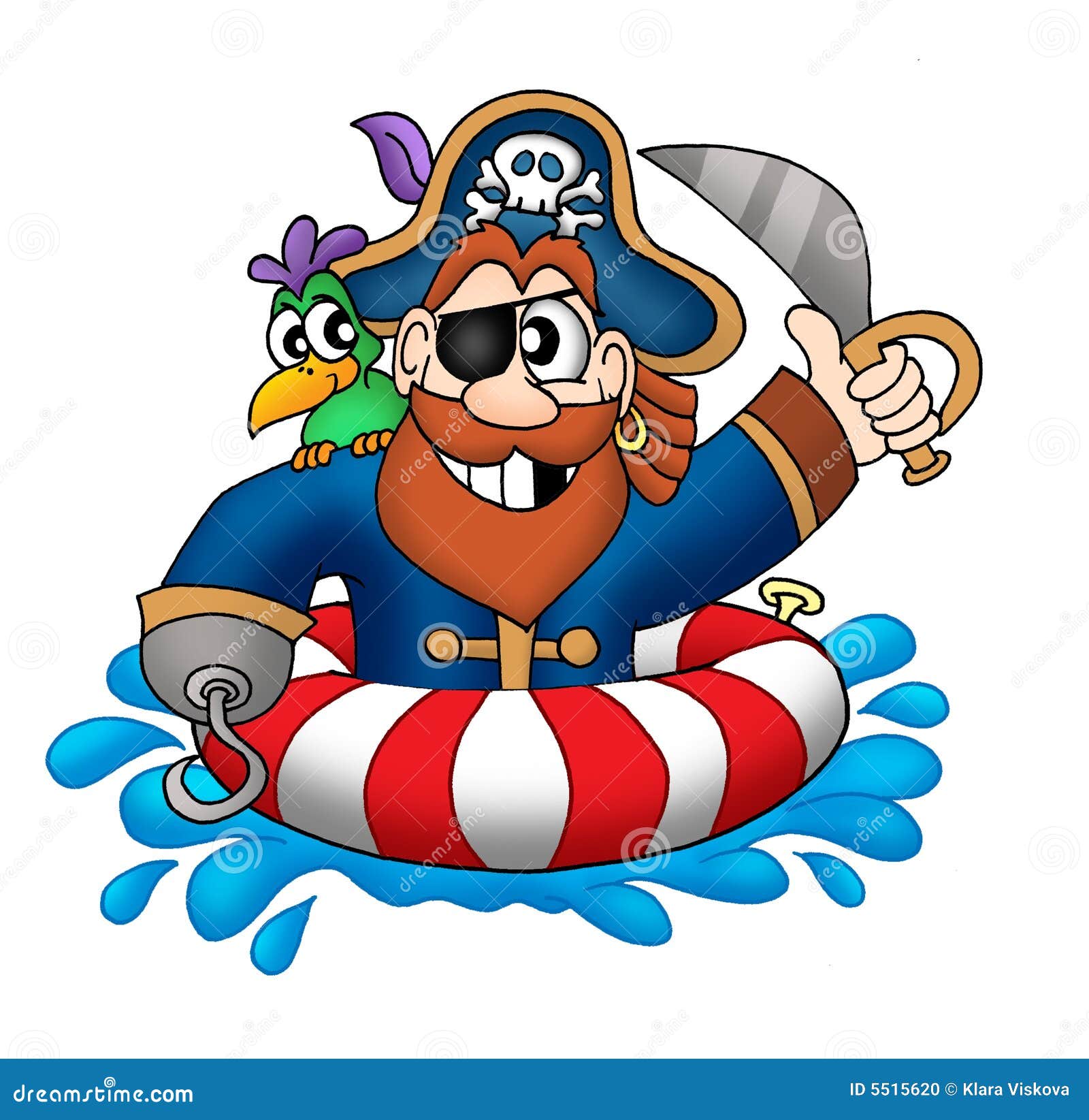 Pirate in swimming ring stock illustration. Illustration of cartoon ...