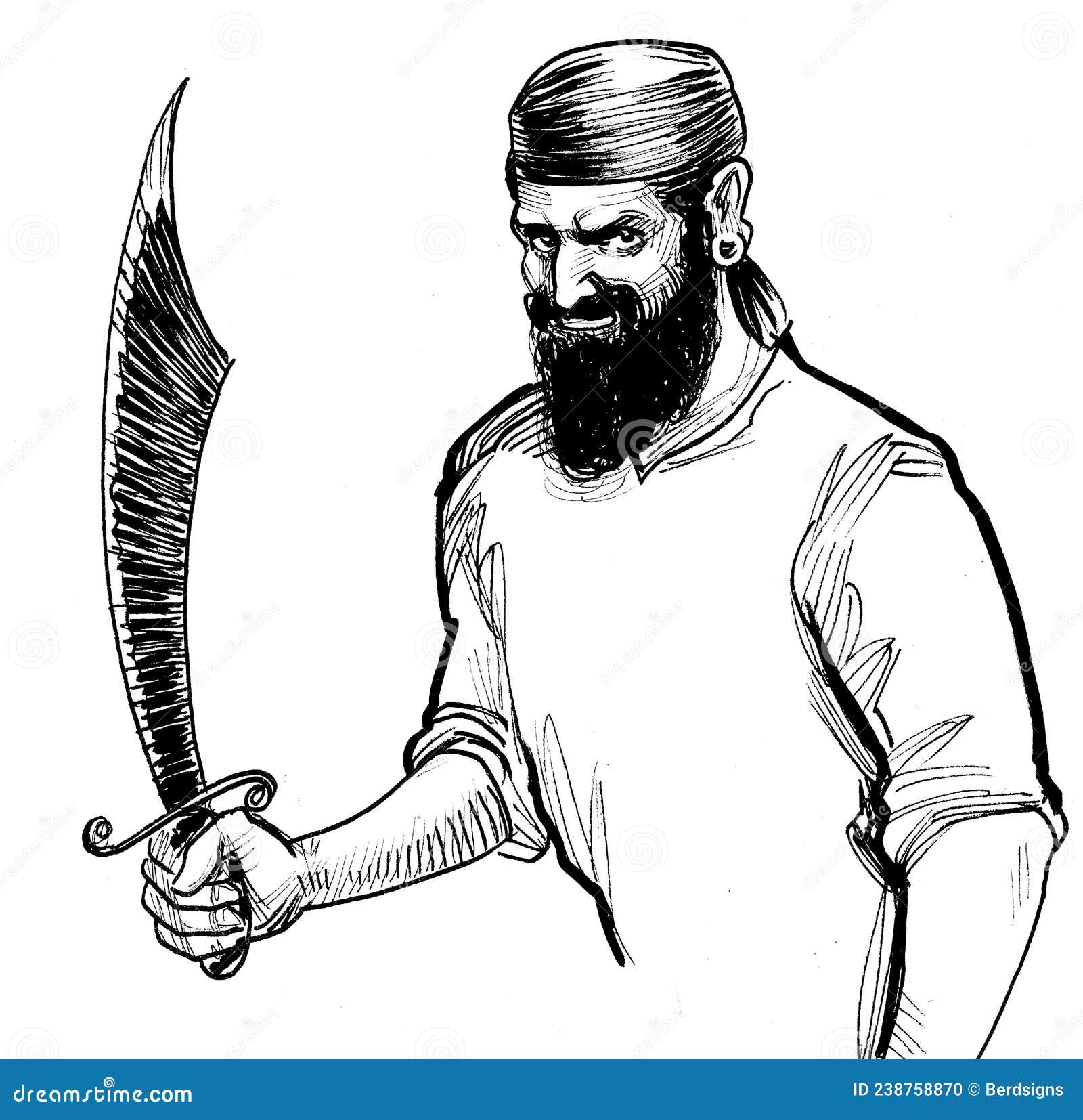Pirate with sword stock illustration. Illustration of retro - 238758870