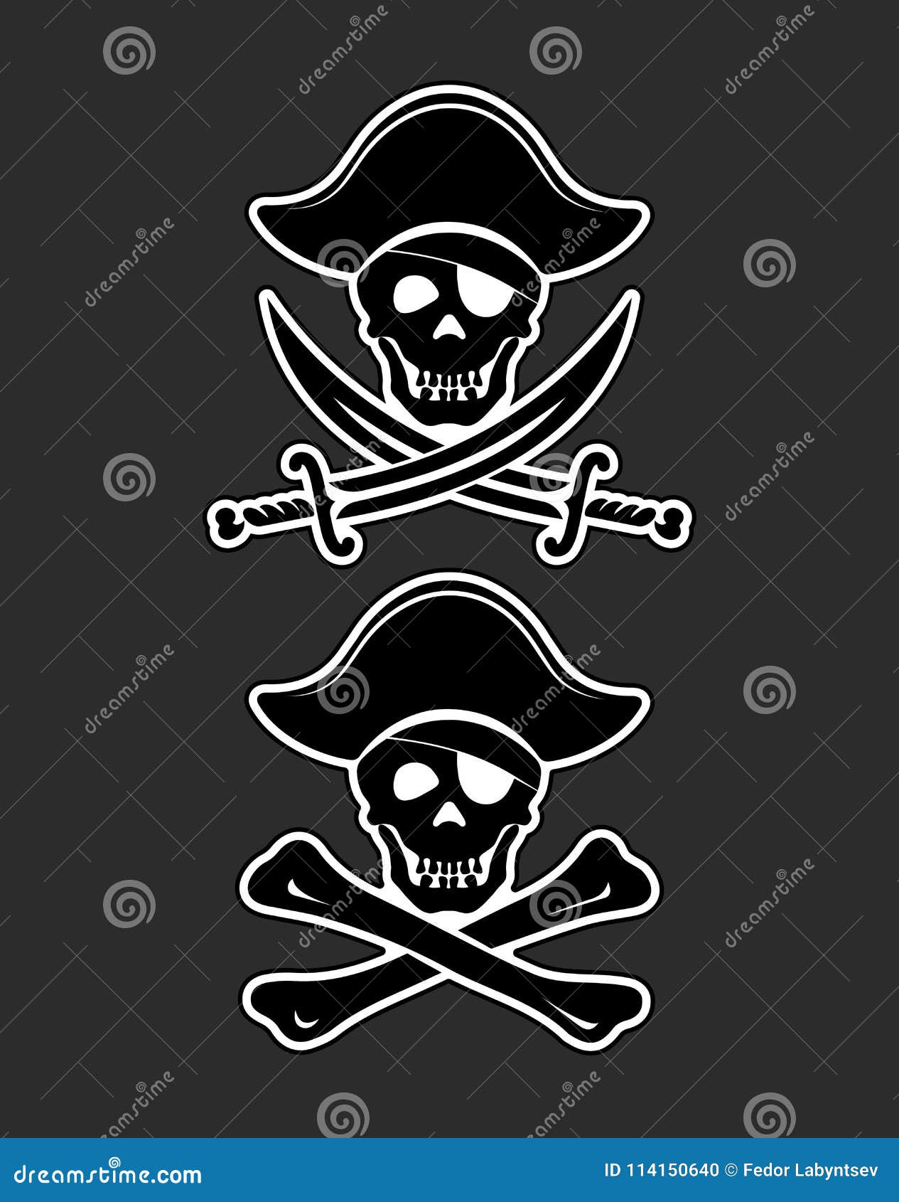 Pirate Symbol Skull And Bones On A Black Background. Vector ...