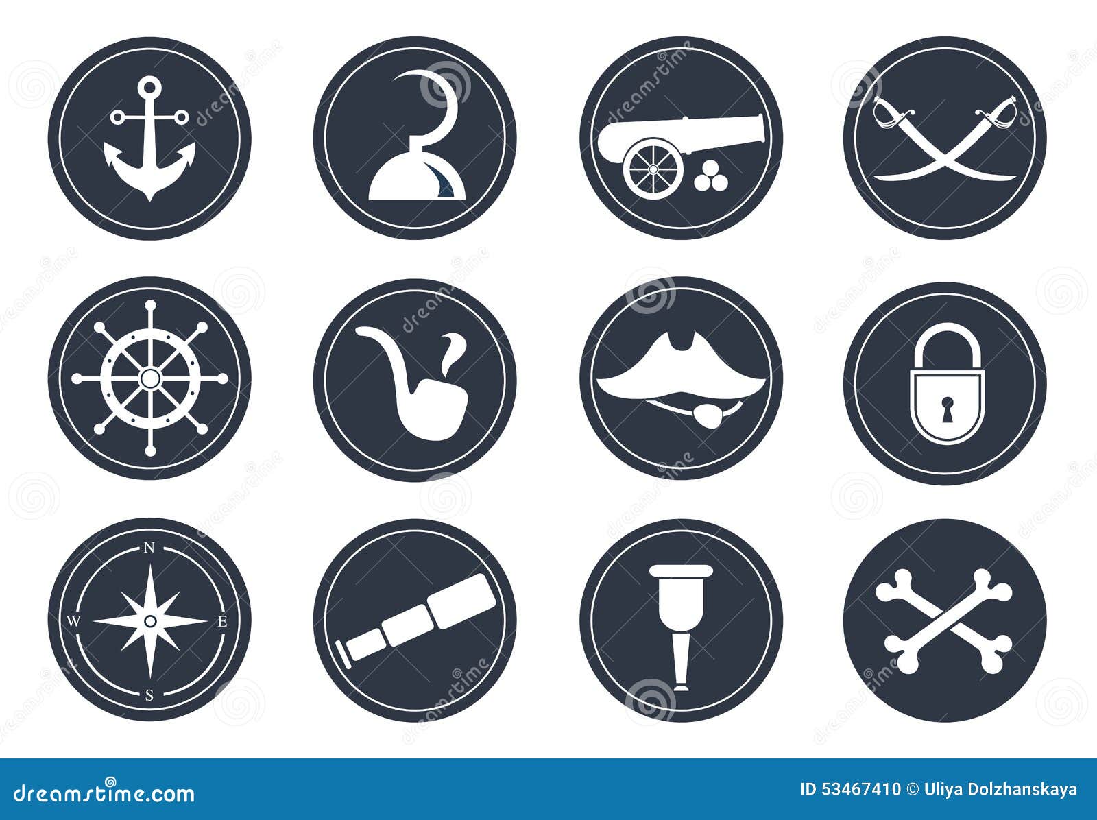 Pirate symbols stock vector. Illustration of bone, anchor - 53467410