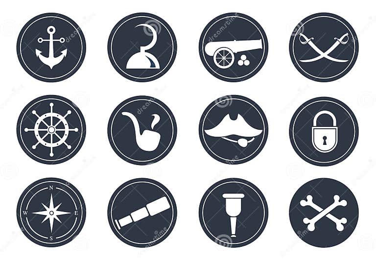 Pirate symbols stock vector. Illustration of bone, anchor - 53467410